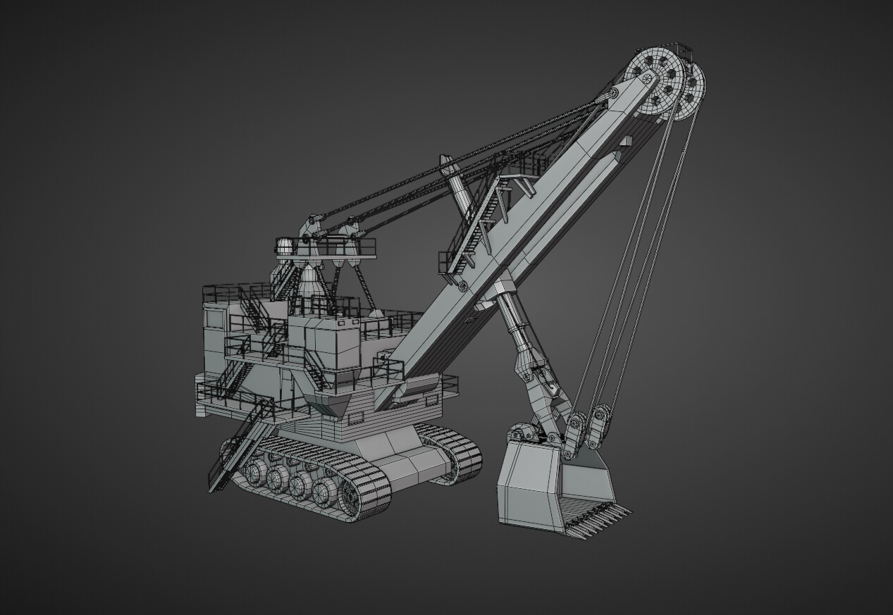 Rope Shovel - Heavy Vehicle Low-Poly 3D Model by Wh1T3h4Ck5