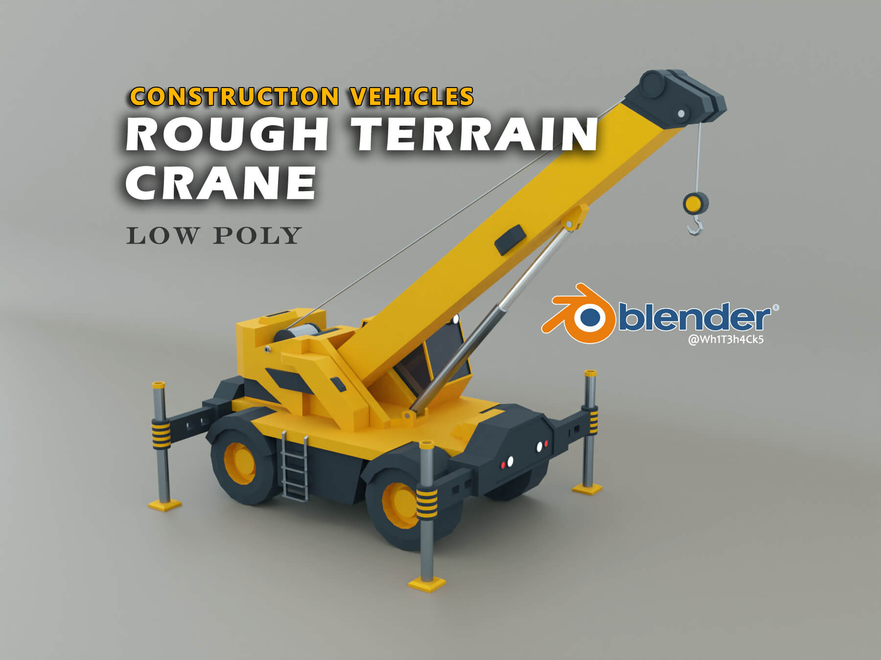 Rough-Terrain Crane - Heavy Vehicle Low-Poly 3D Model by Wh1T3h4Ck5