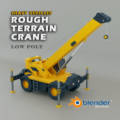 Rough-Terrain Crane - Heavy Vehicle Low-Poly 3D Model by Wh1T3h4Ck5