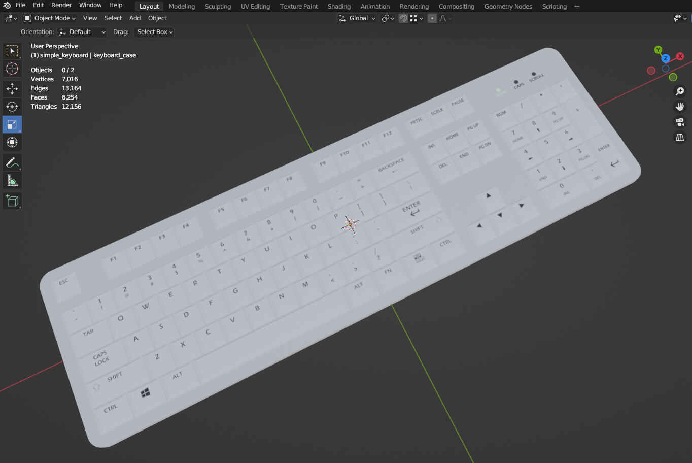 Simple PC Keyboard QWERTY - Free 3D Model by Wh1T3h4Ck5