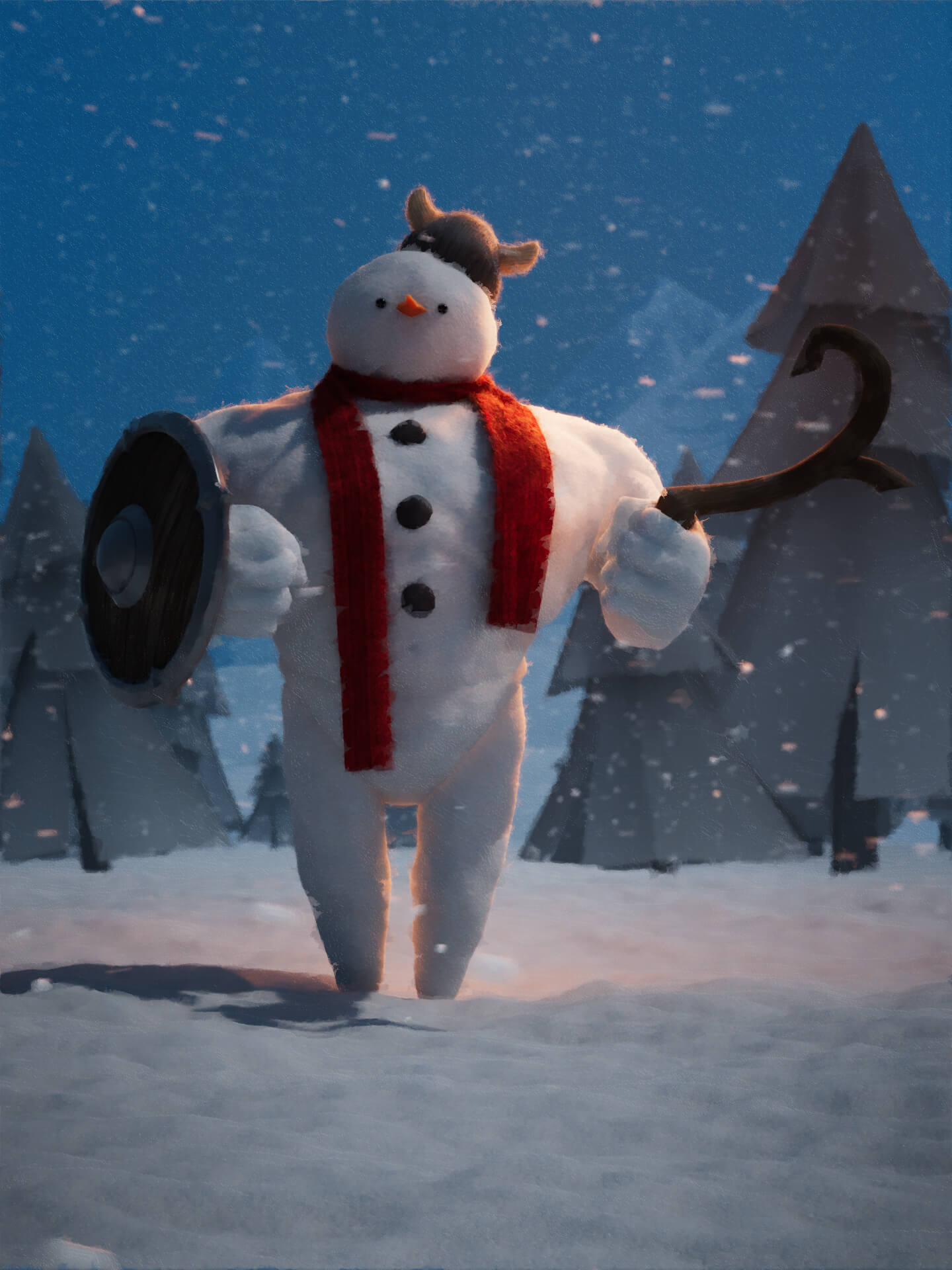 Viking Snowman 3D Render, Digital Art by wil13742