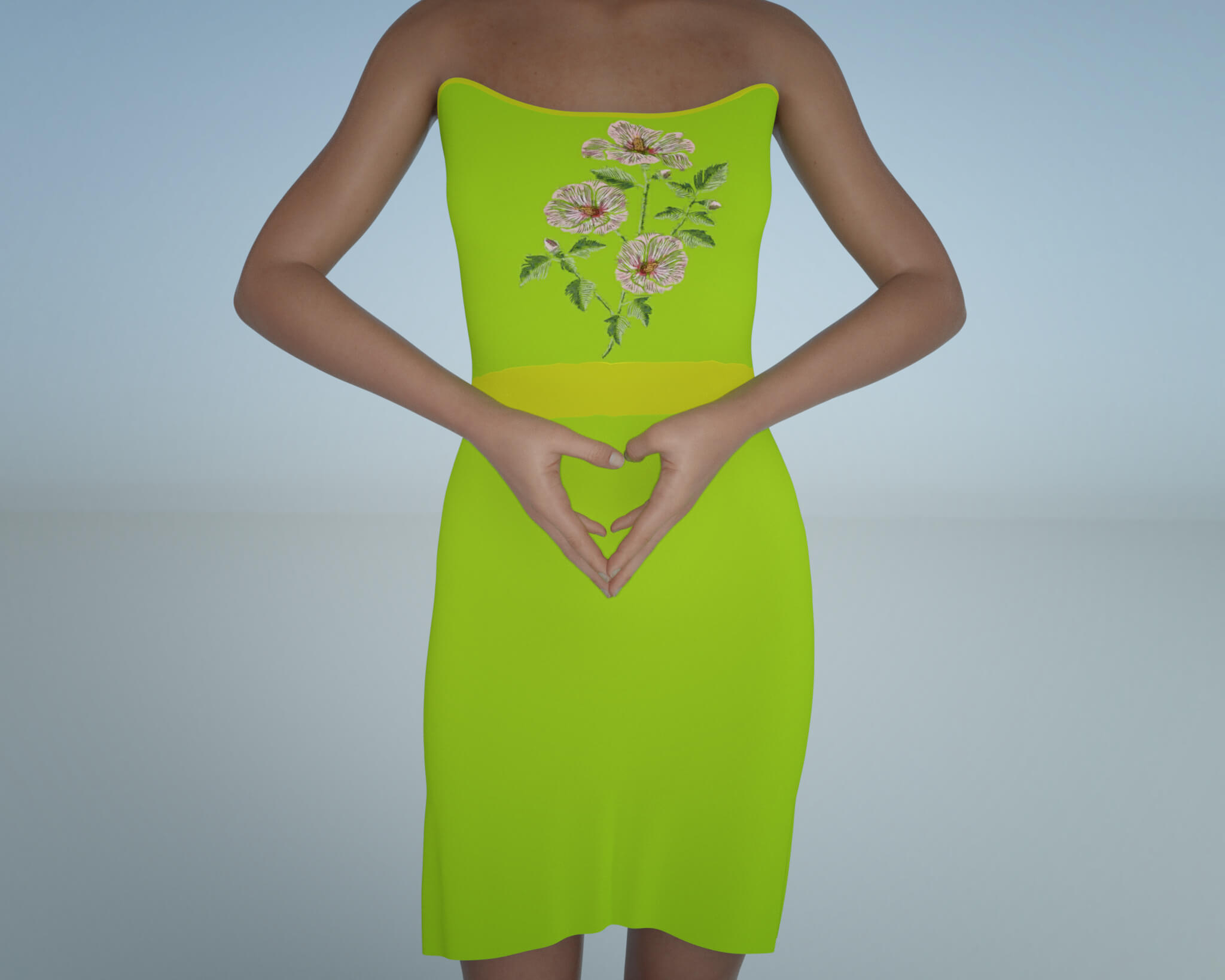 Green Maiden Dress G8F - Daz Content by wildthing