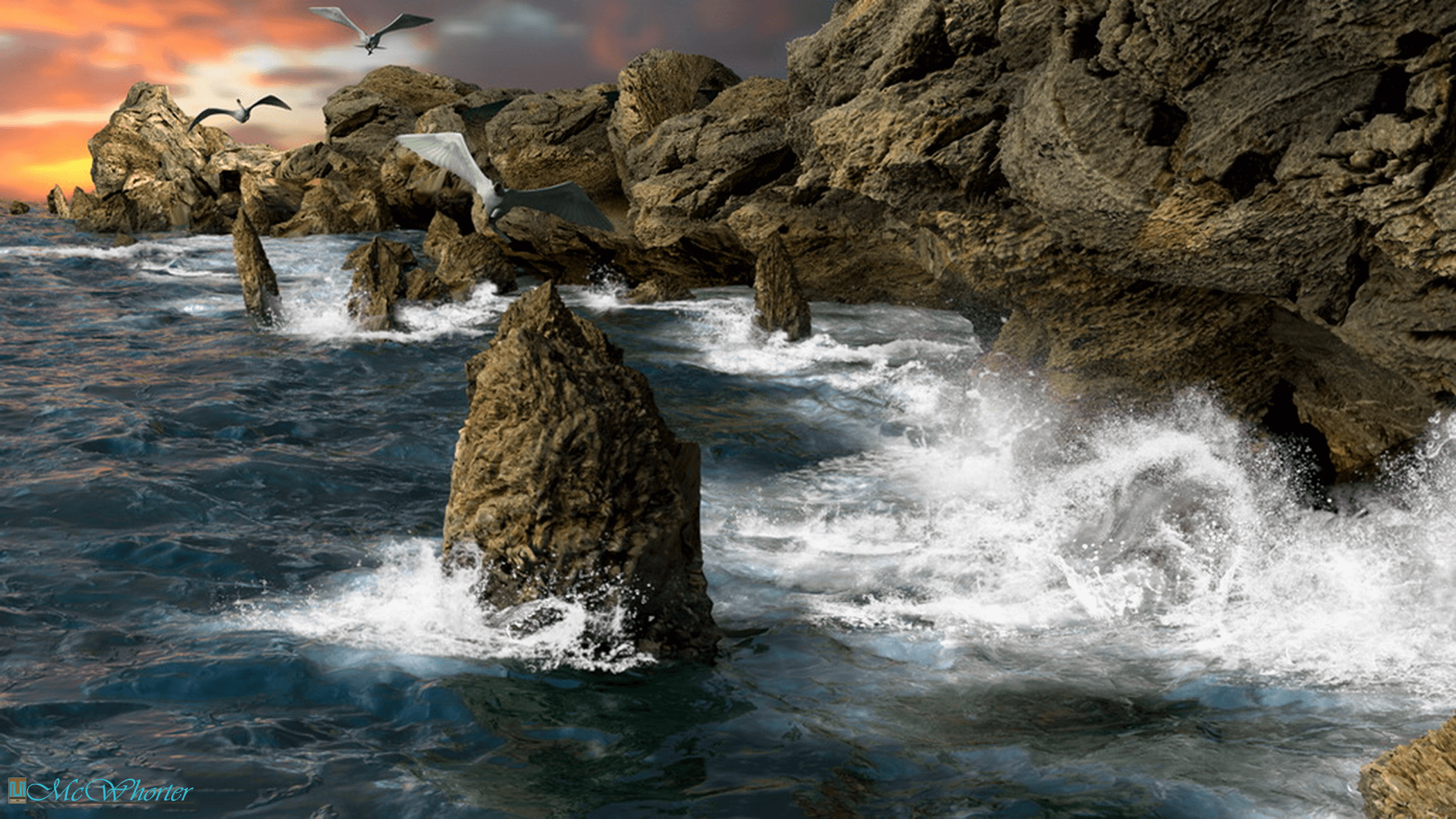 Cliff Divers 3D Render, Digital Art by wmcwhorter