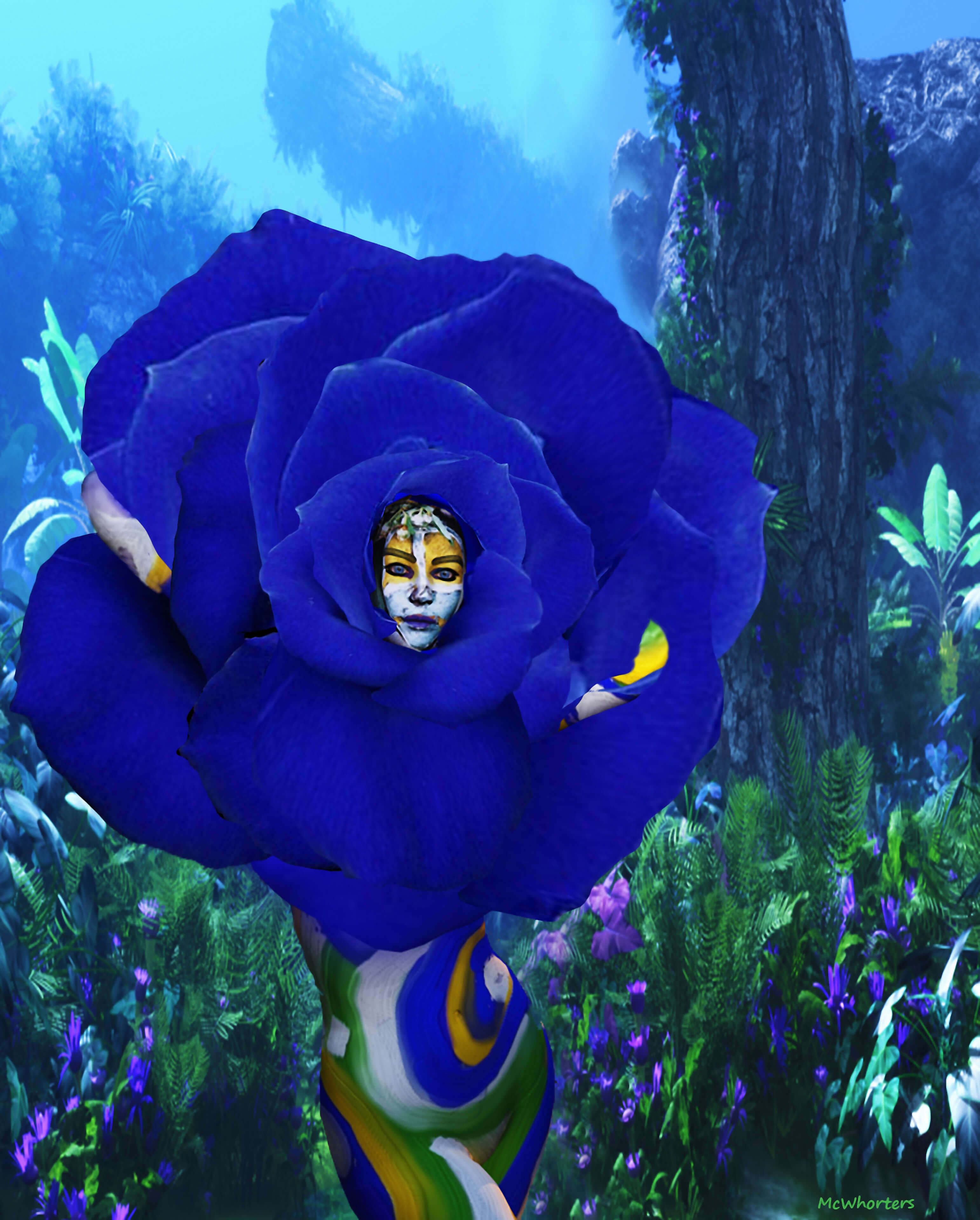 Flowers (Blue Rose) 3D Render, Digital Art by wmcwhorter