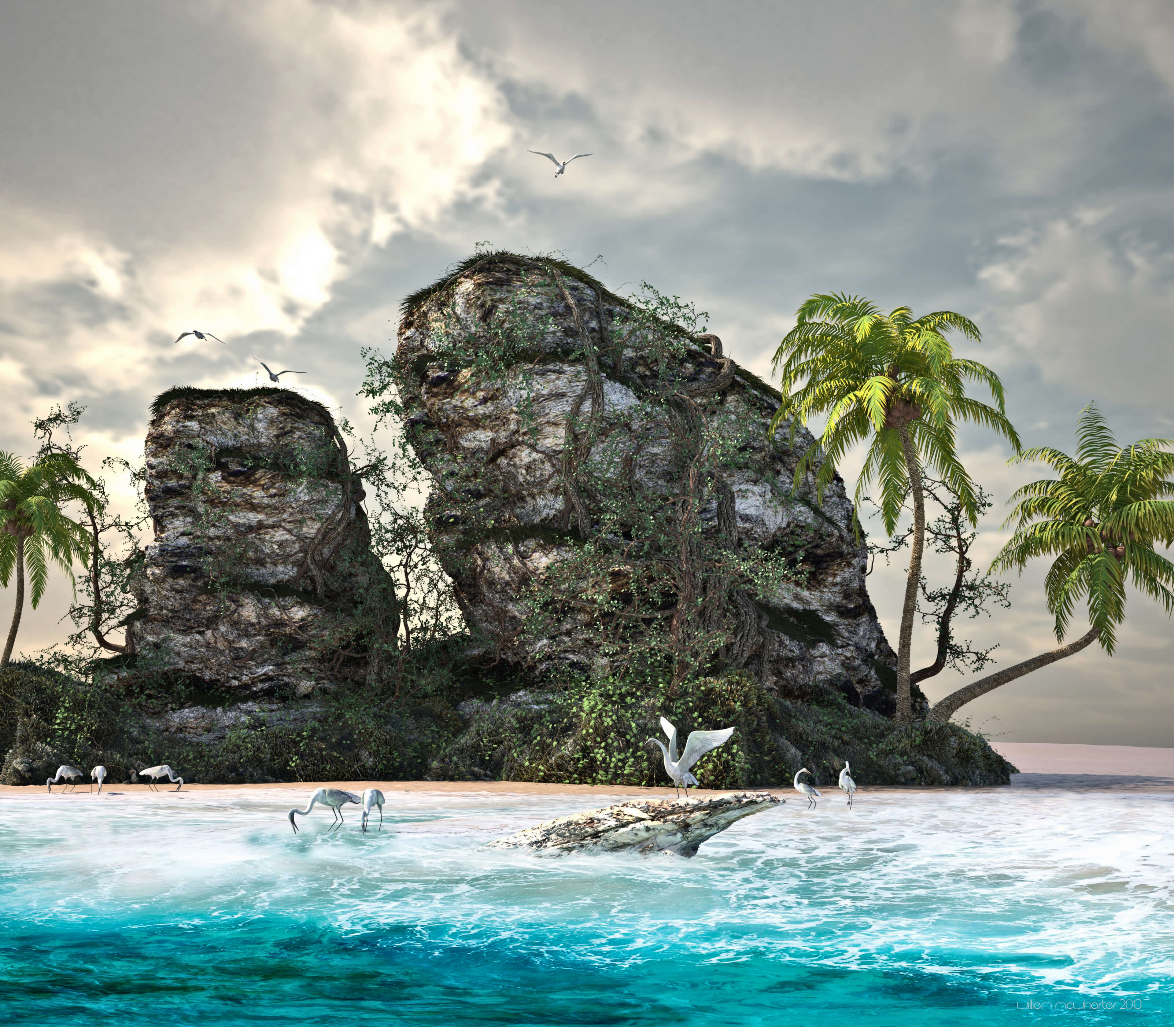 Low Tide 3D Render, Digital Art by wmcwhorter