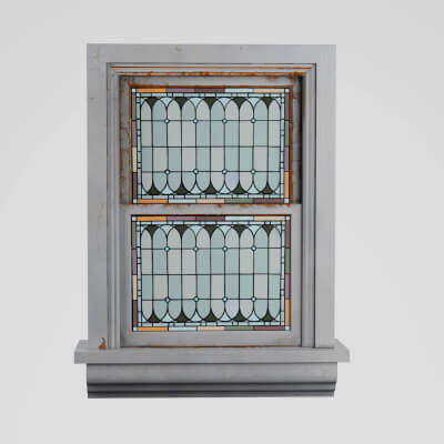 English Stained Glass Window Old Painted White Frame - Free 3D Model by ...