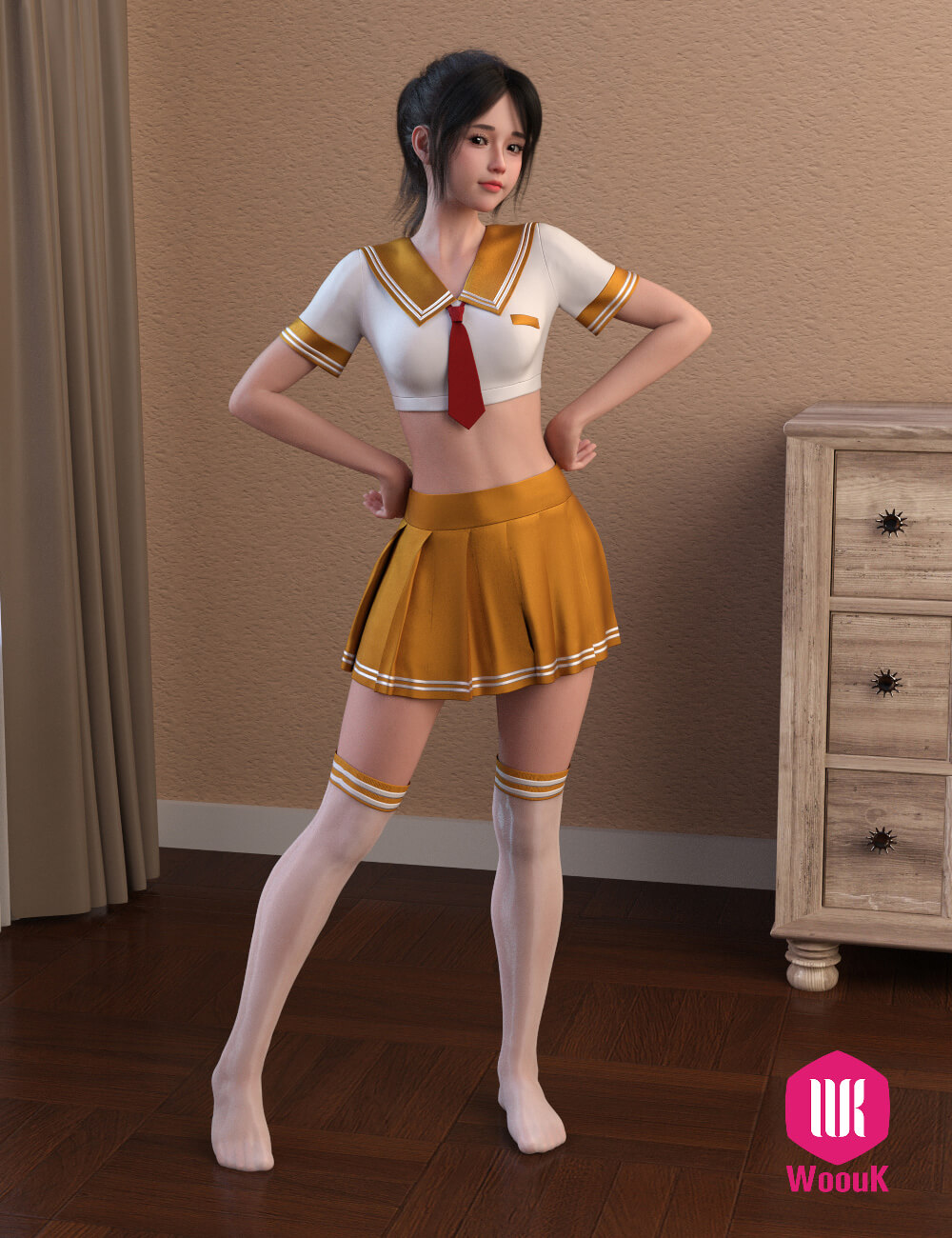 WUK School Uniform JieMing 3D Render, Digital Art by WoouK