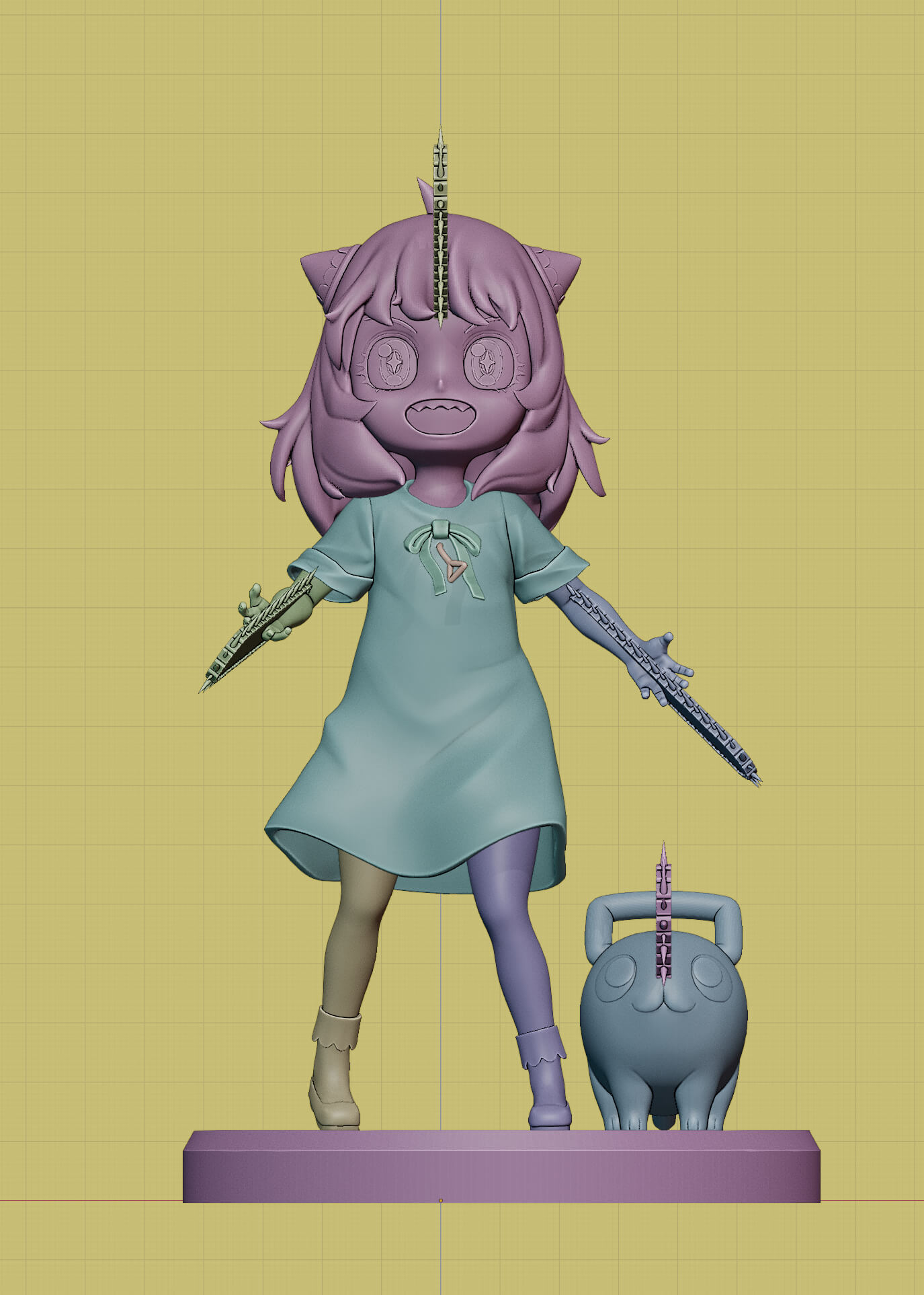 Anya Forger and Pochita - Spy X Family - Chainsaw Man 3D Print Model by ...