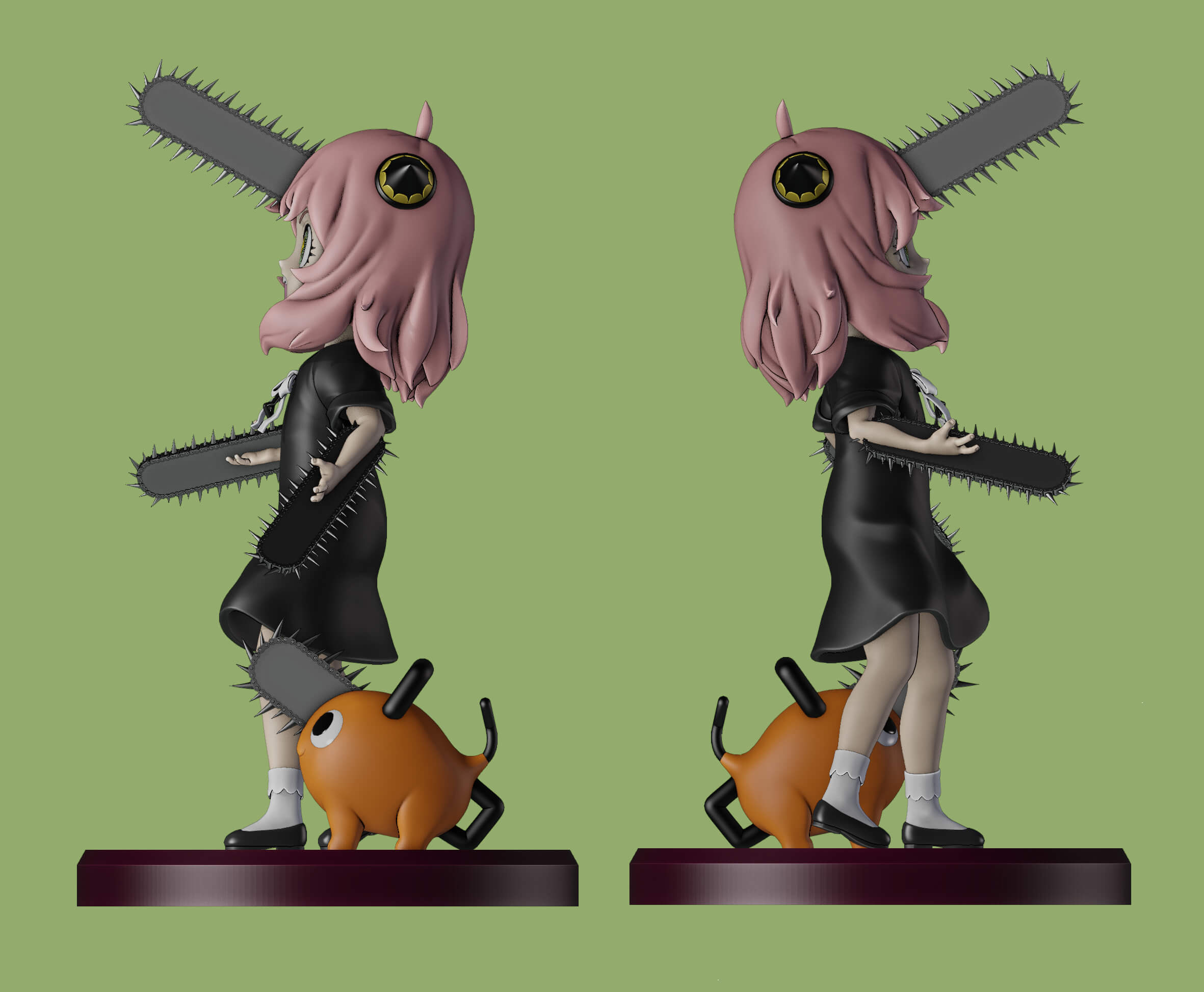 Anya Forger and Pochita - Spy X Family - Chainsaw Man 3D Print Model by ...