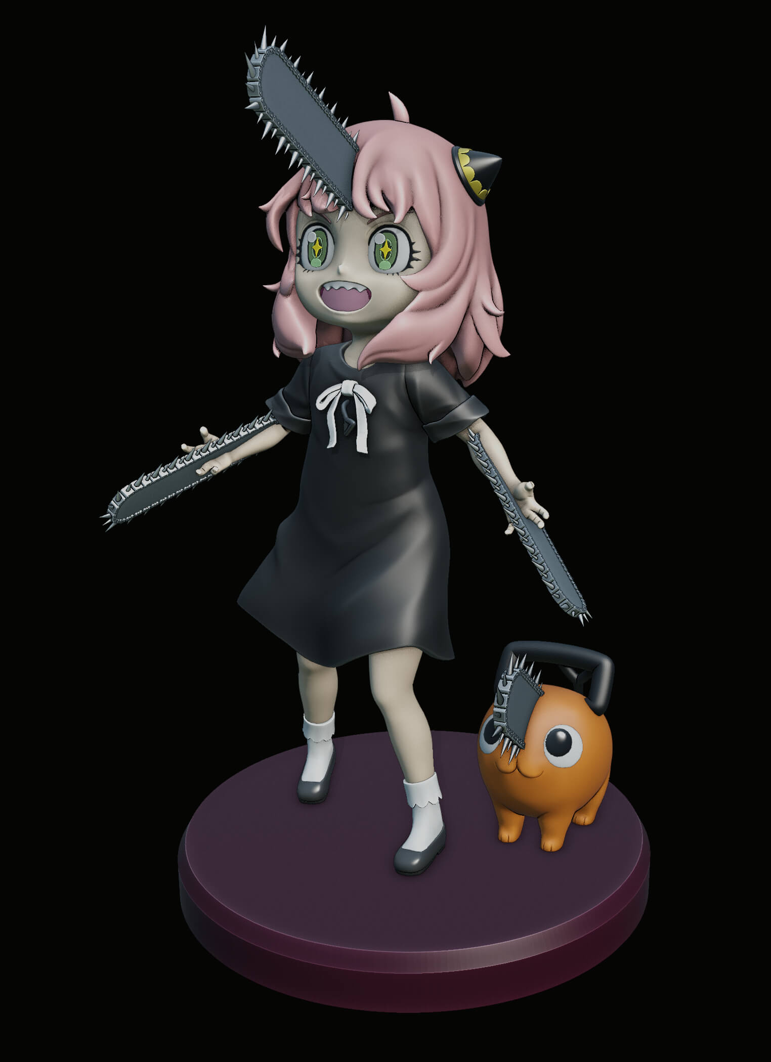 Anya Forger and Pochita - Spy X Family - Chainsaw Man 3D Print Model by ...