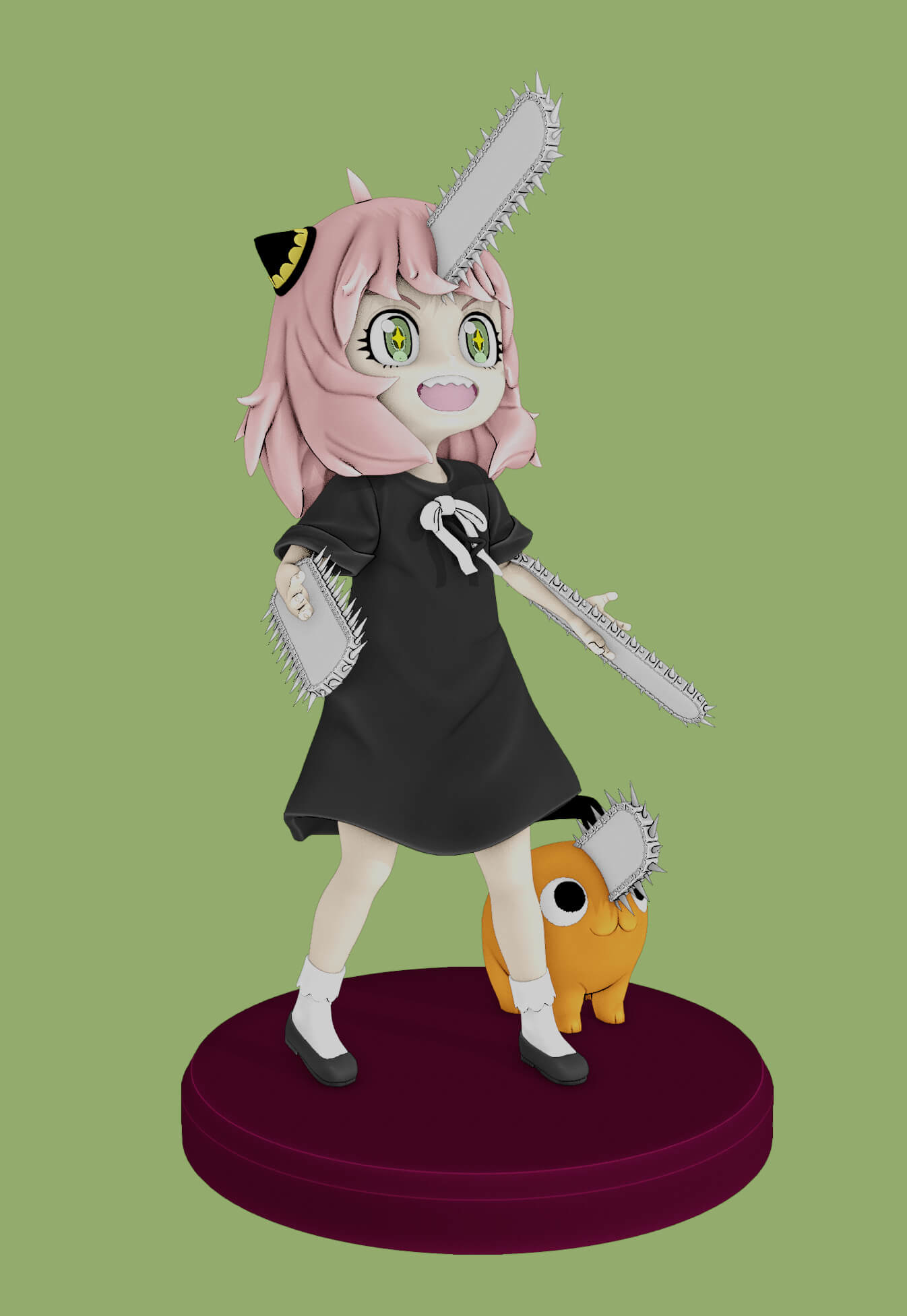 Anya Forger and Pochita - Spy X Family - Chainsaw Man 3D Print Model by ...