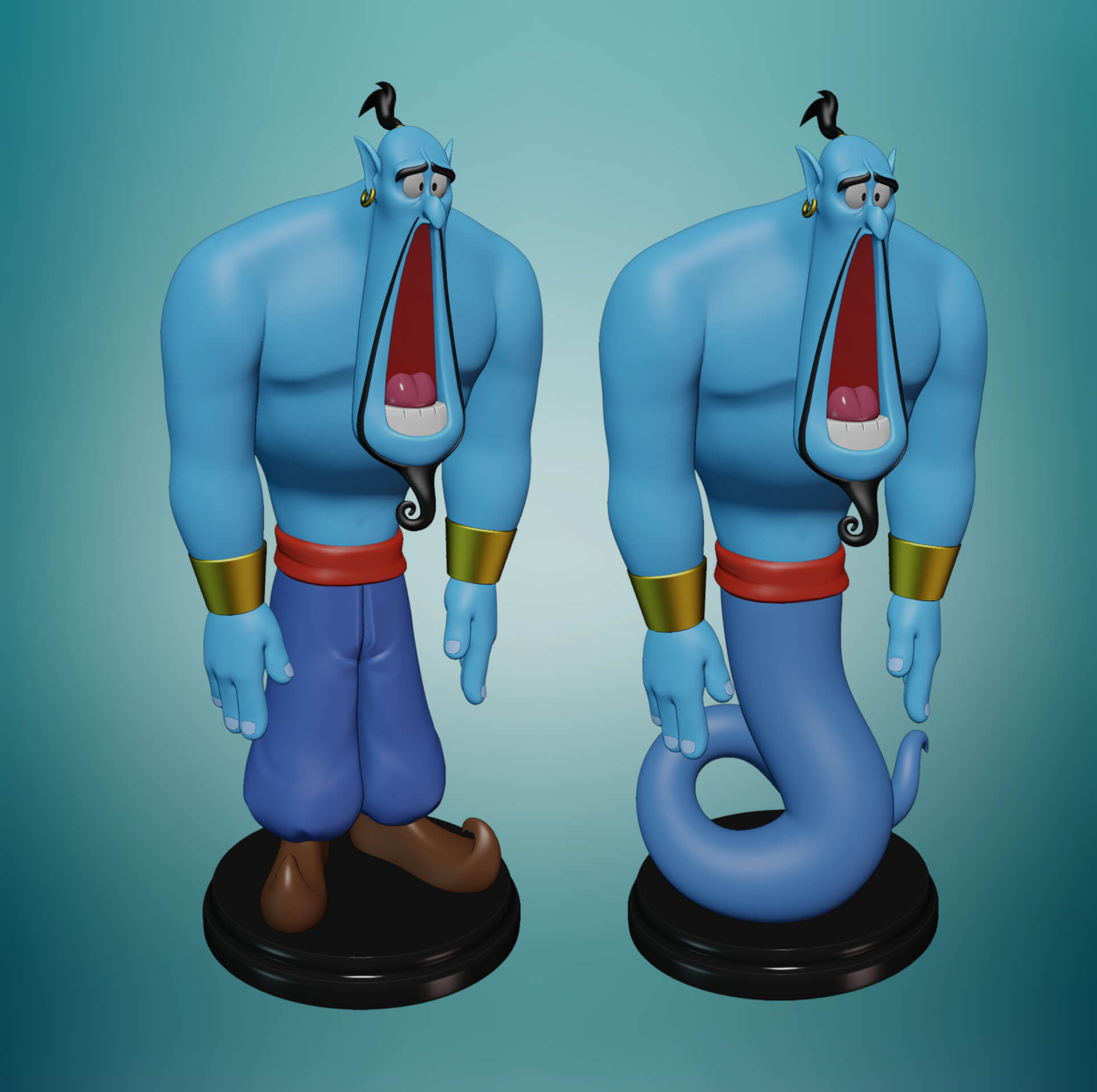 Genie - Aladdin - Surprised Face 3D Model by Wsonuchiha3D