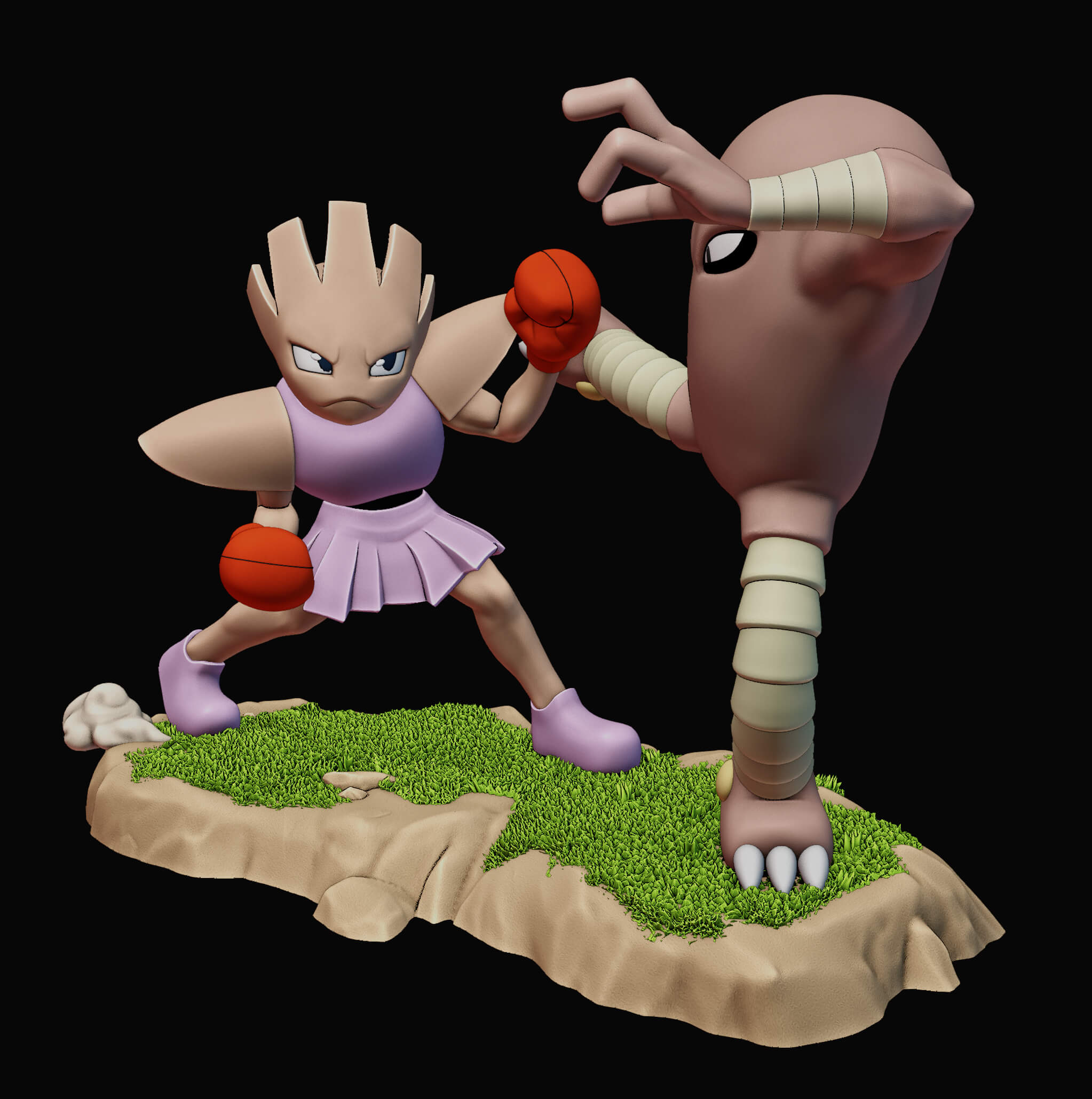 Hitmonchan Vs Hitmonlee - Pokemon 3D Model by Wsonuchiha3D