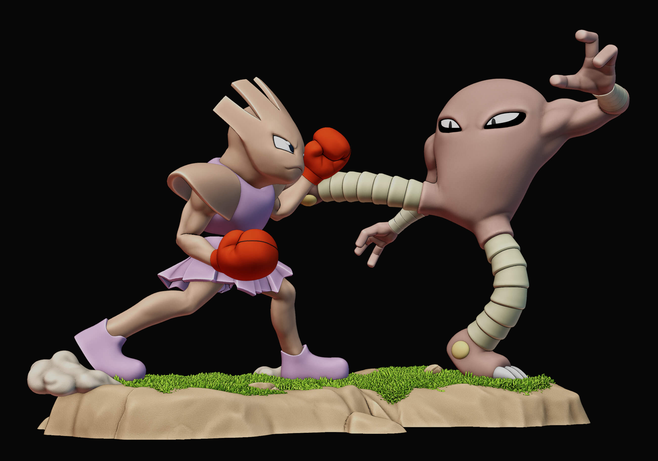 Hitmonchan Vs Hitmonlee - Pokemon 3D Model by Wsonuchiha3D