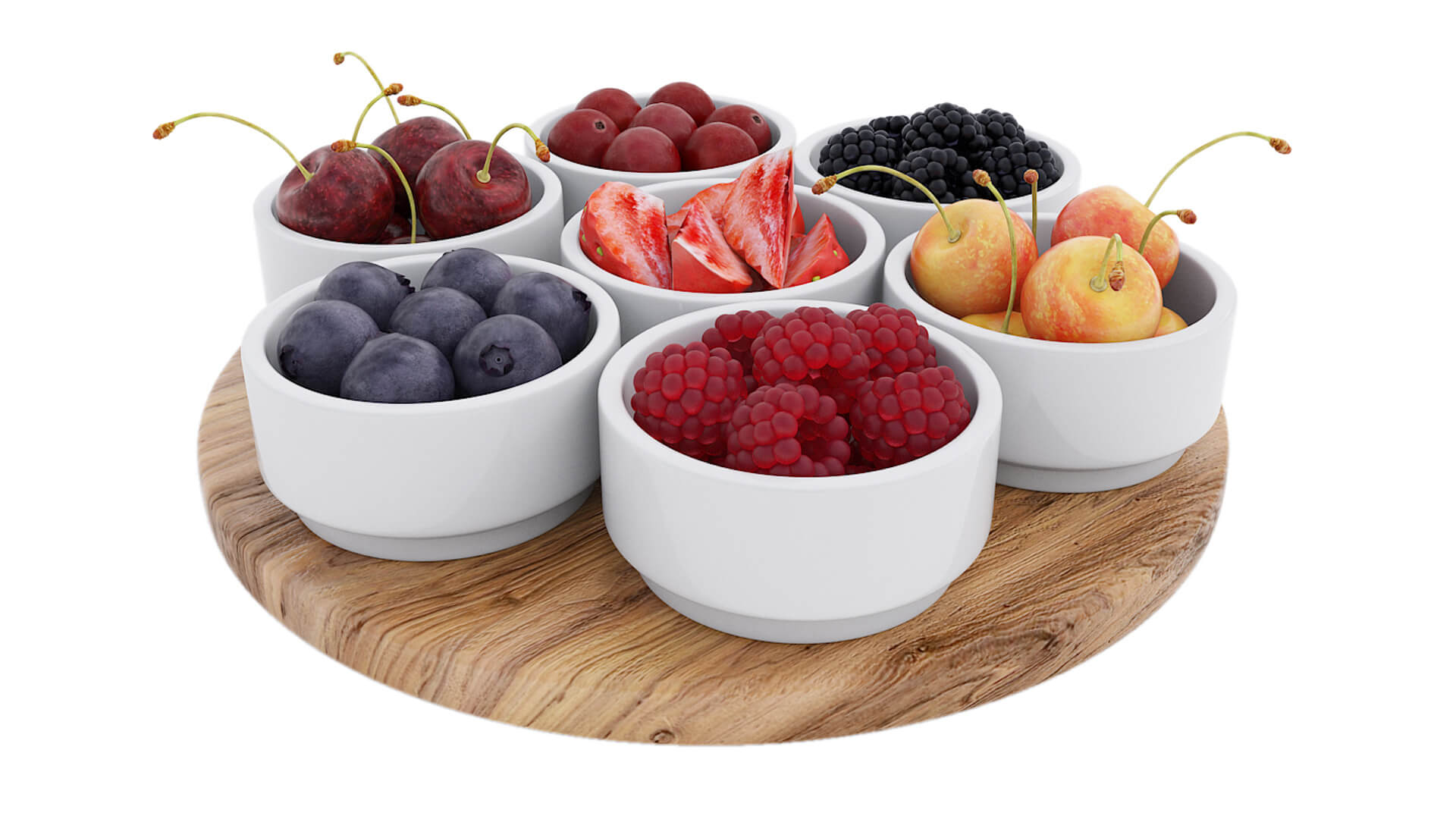 Berries in Bowls - 3D Model by Xandra Fox