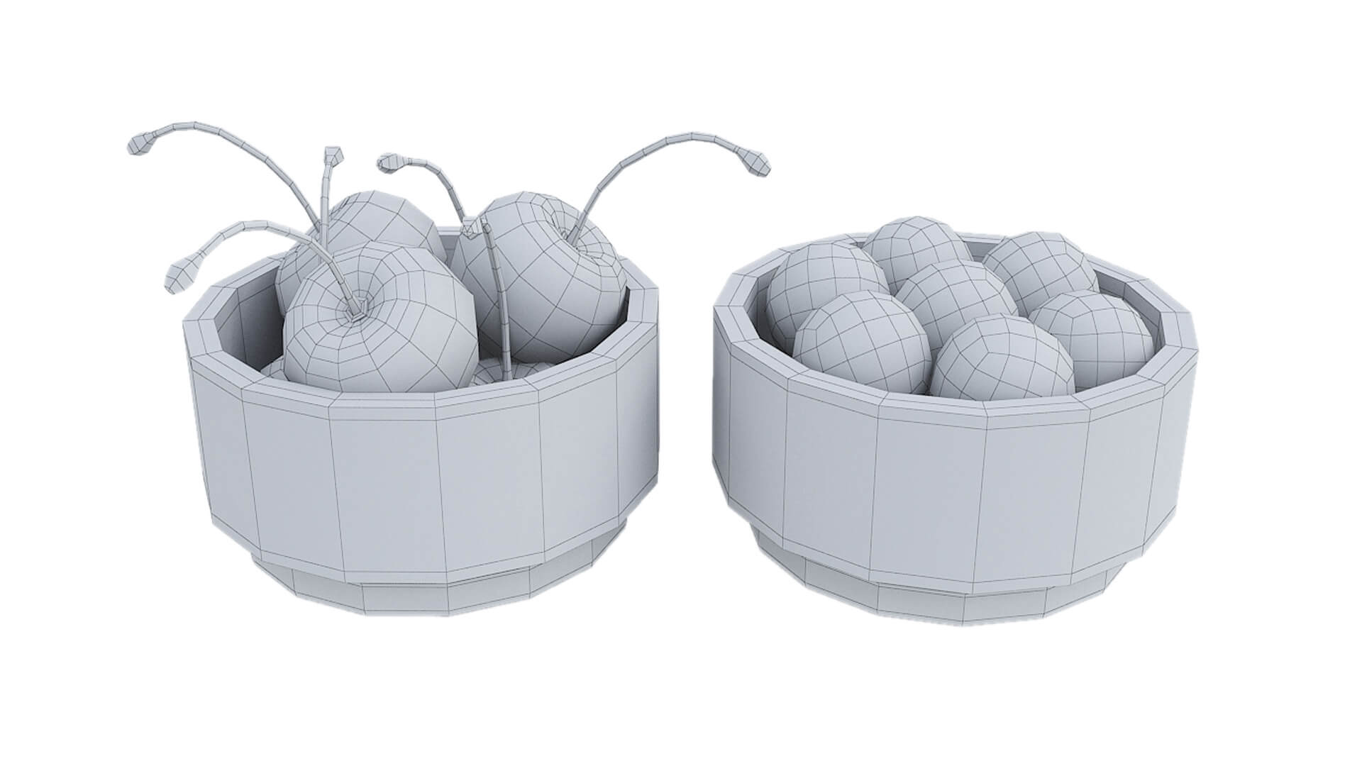 Berries in Bowls - 3D Model by Xandra Fox