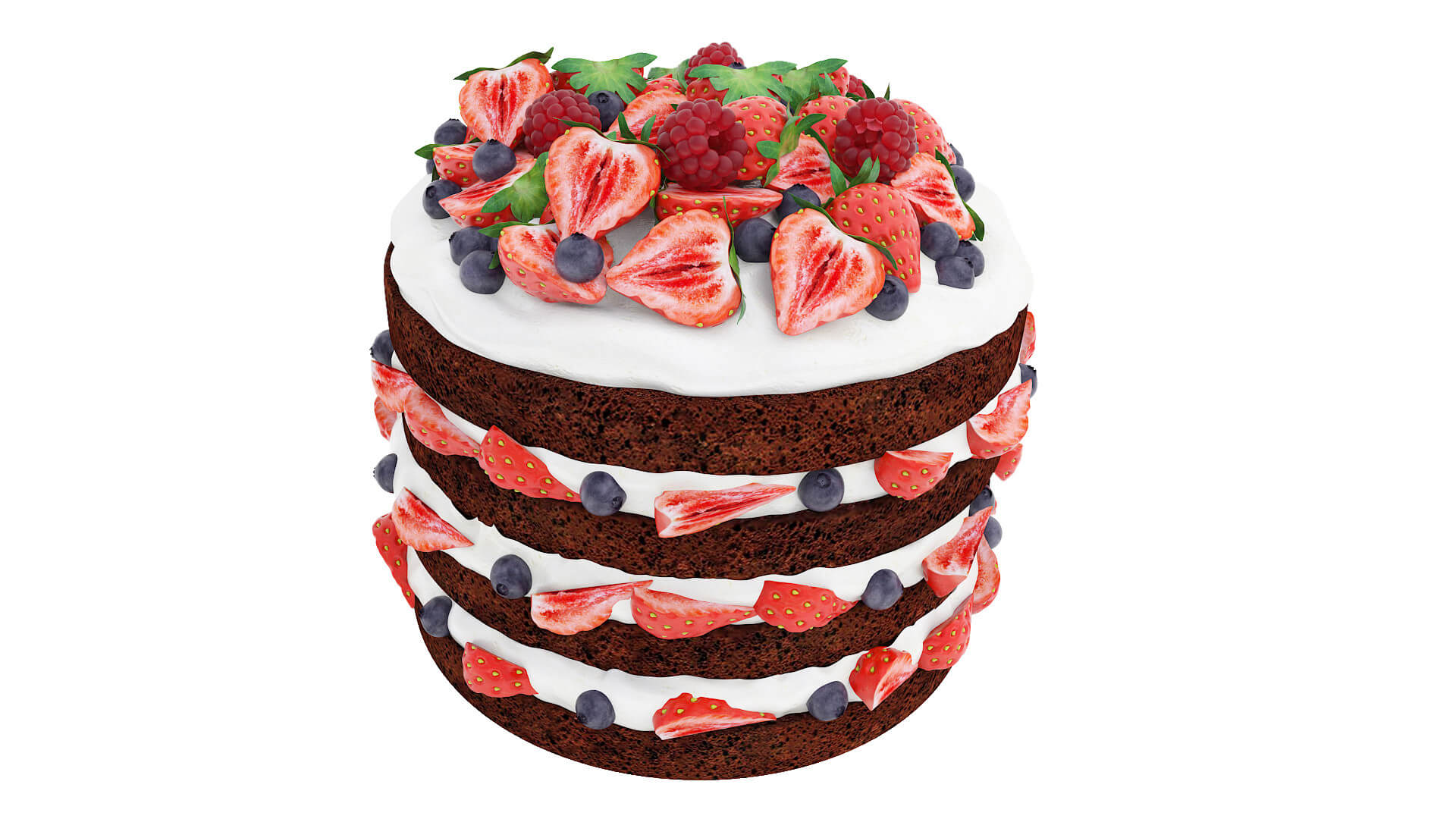 Berry Chocolate Cake - 3D Model by Xandra Fox