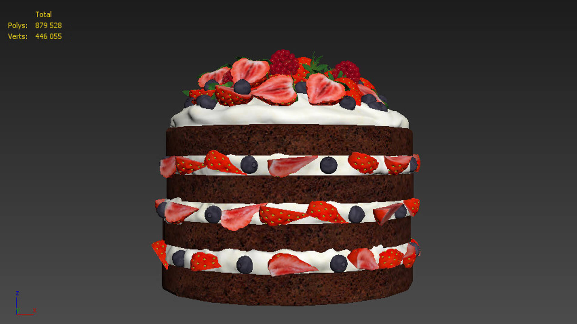 Berry Chocolate Cake - 3D Model by Xandra Fox