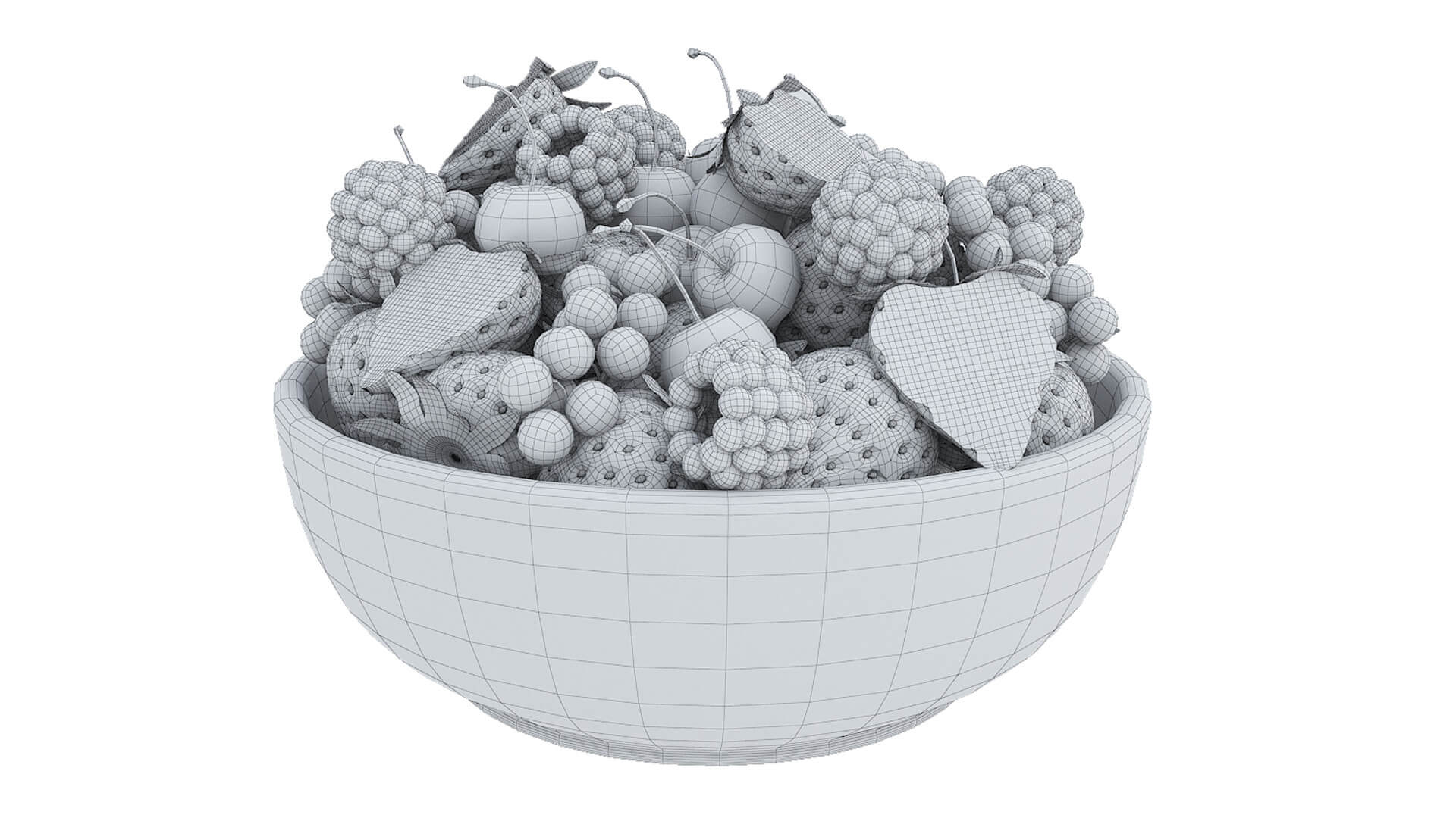 Bowl of Red Berries - 3D Model by Xandra Fox