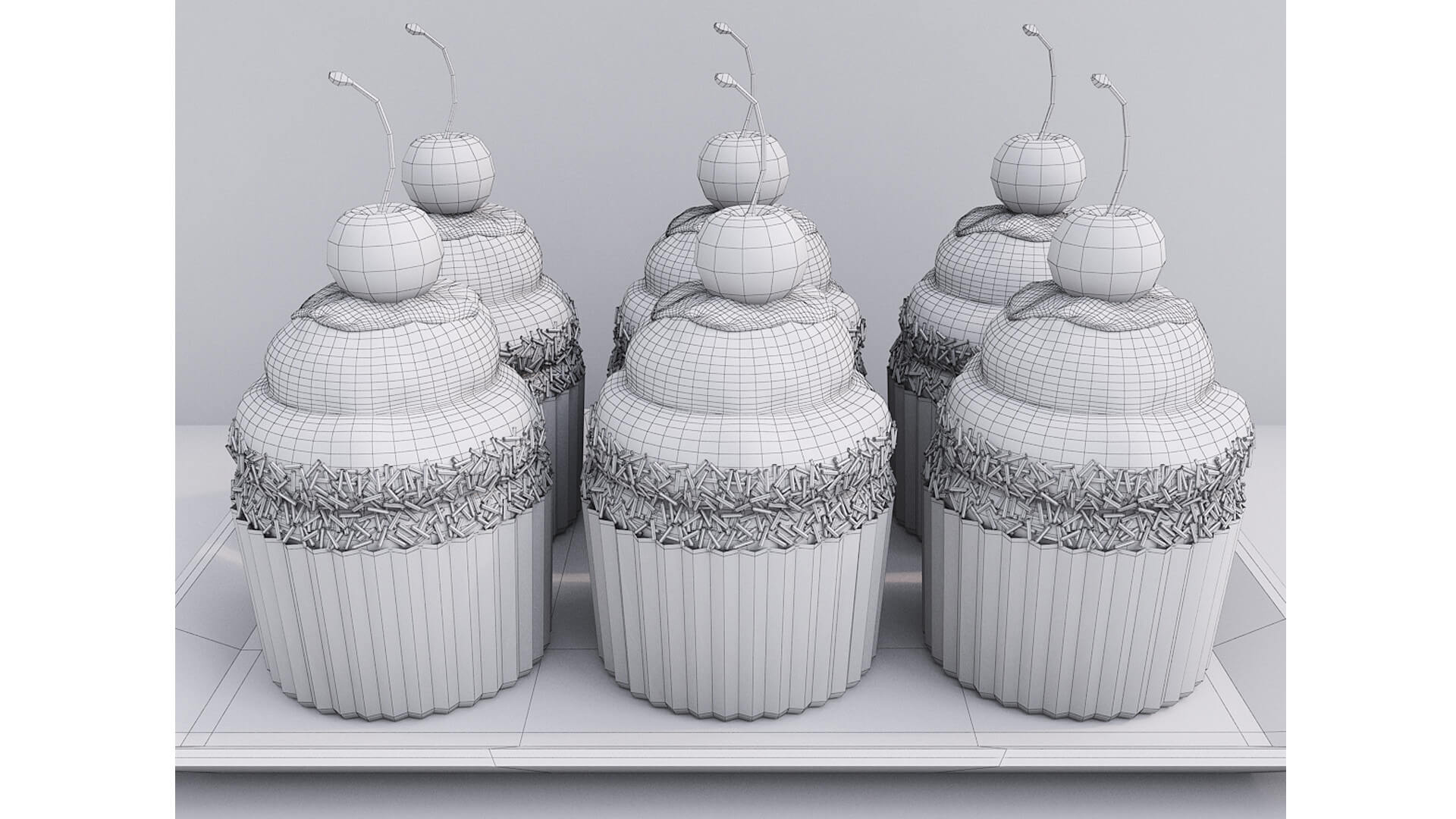 Cherry Chocolate Cupcakes - 3D Model by Xandra Fox
