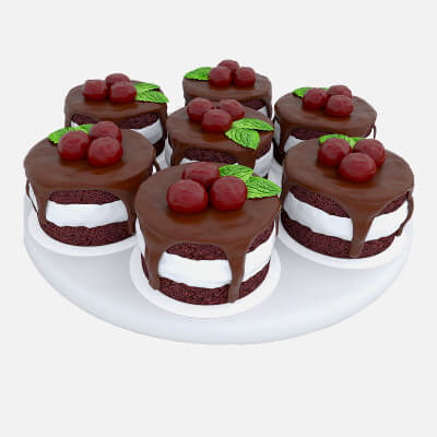 Cherry Chocolate Mini Cakes 2 - 3D Model by Xandra Fox