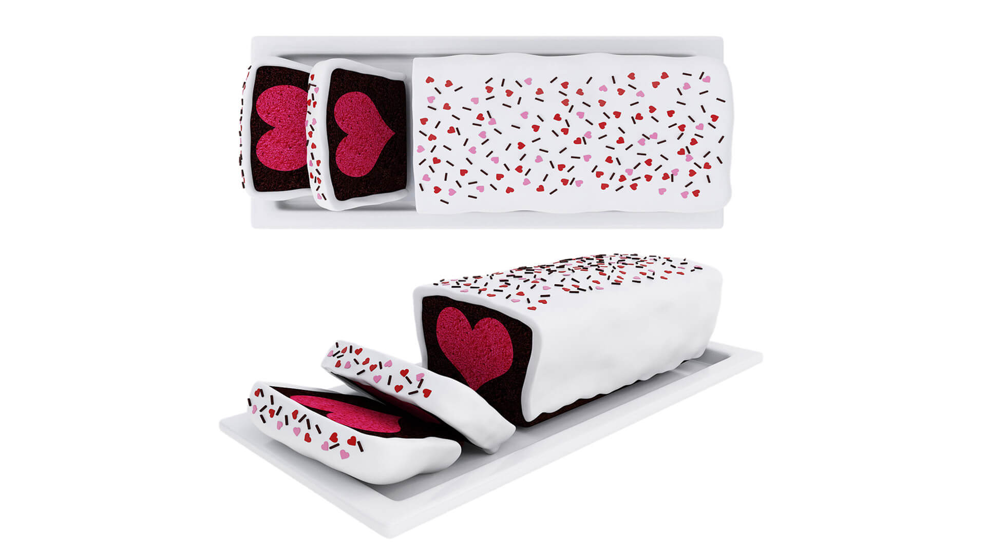 Chocolate Cake With Heart - 3D Model by Xandra Fox