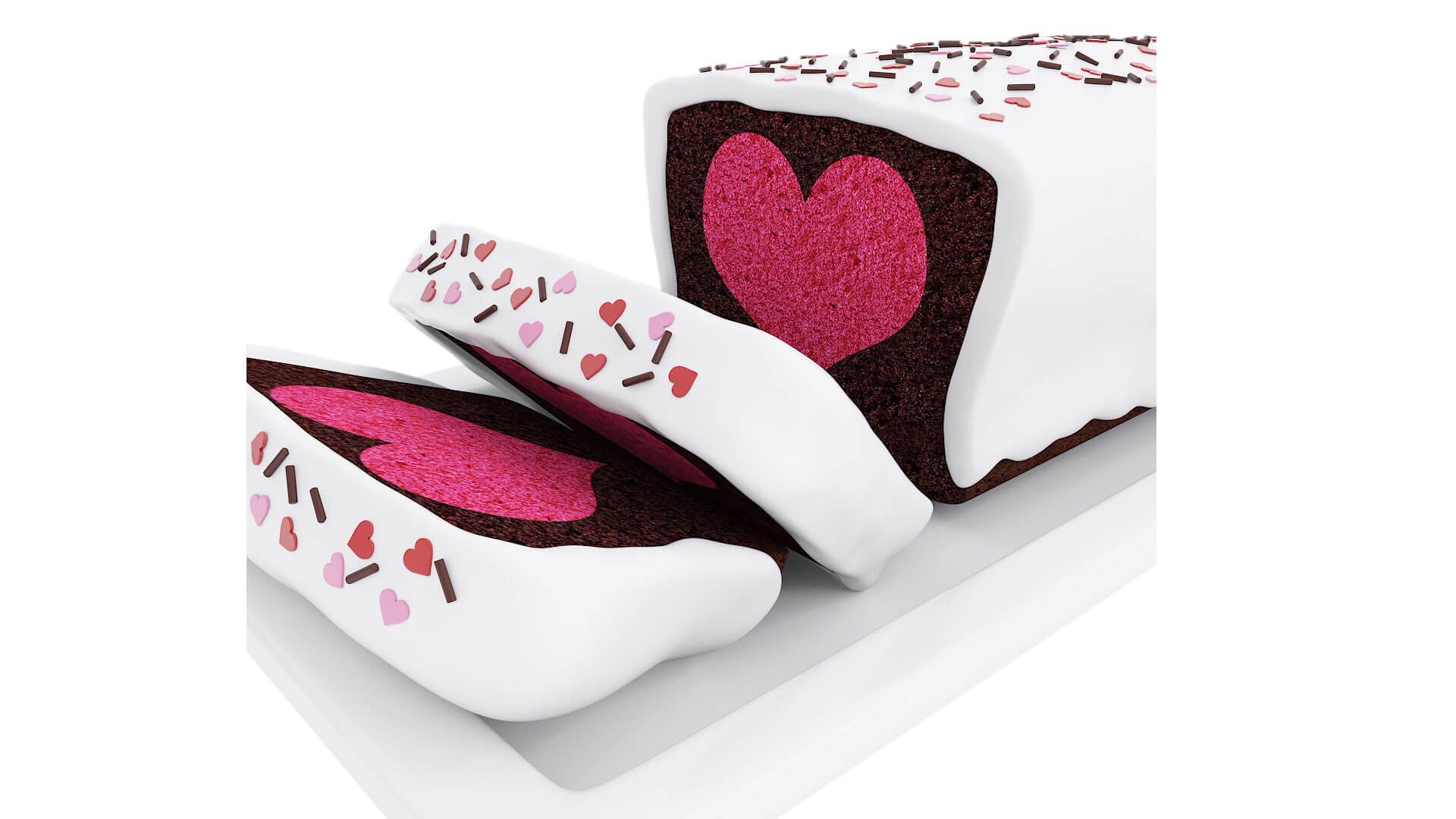 Chocolate Cake With Heart - 3D Model by Xandra Fox