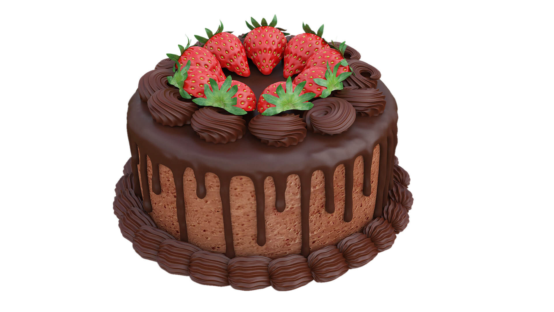 Chocolate Strawberry Cake - 3D Model by Xandra Fox
