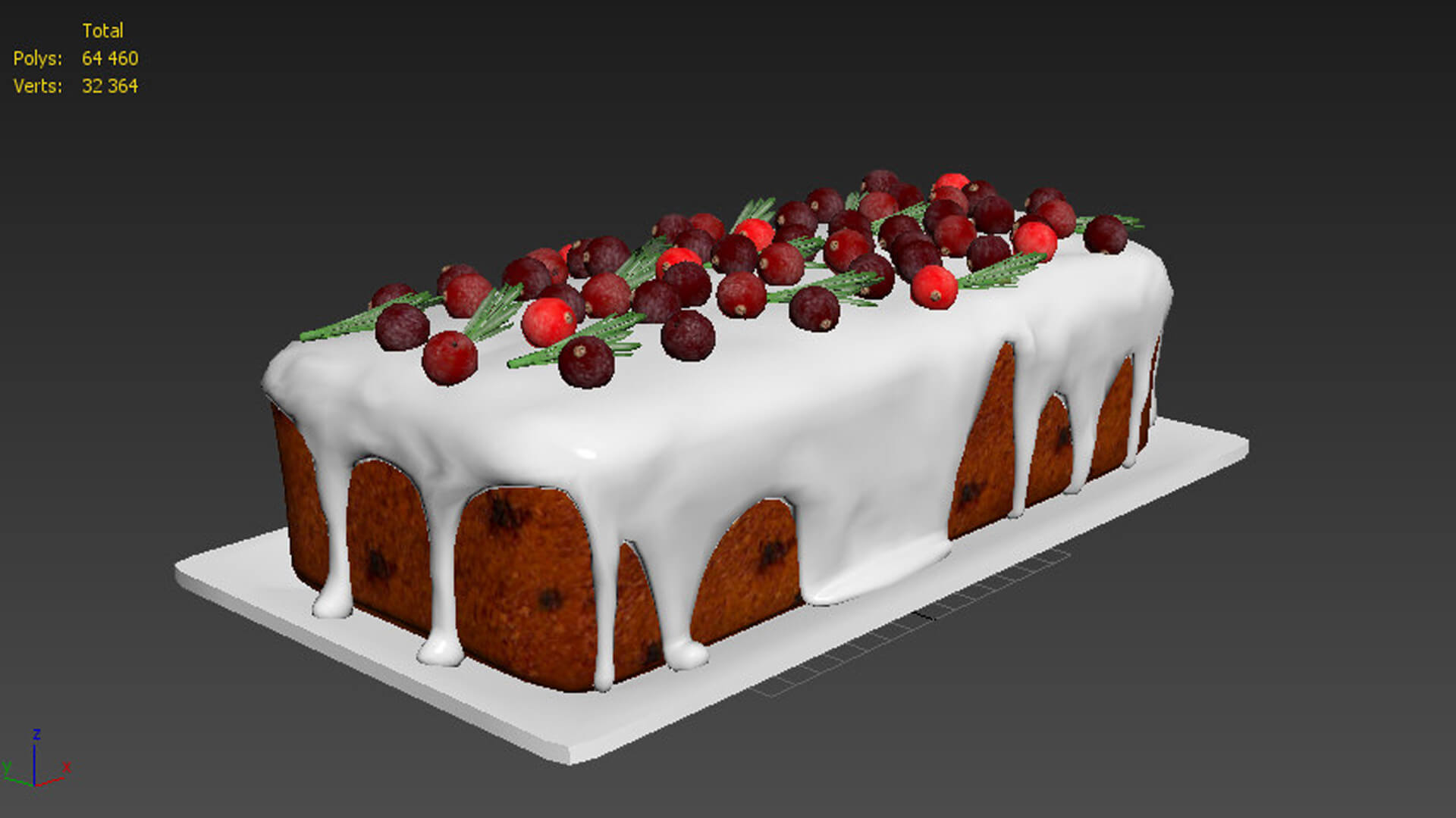 Cranberry Loaf Cake - 3D Model by Xandra Fox