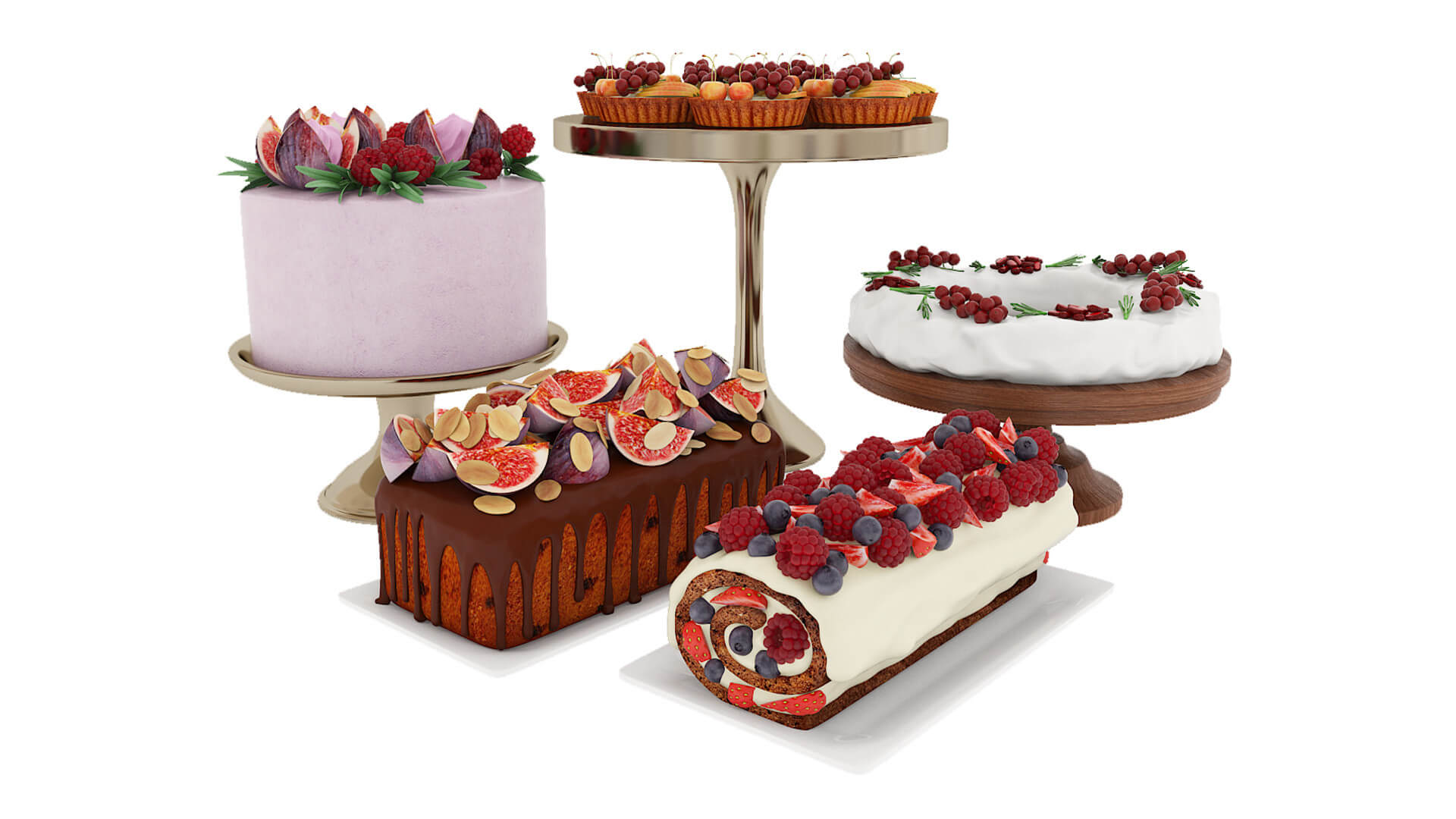 Fruit Berry Cake Collection 3 - 3D Model by Xandra Fox