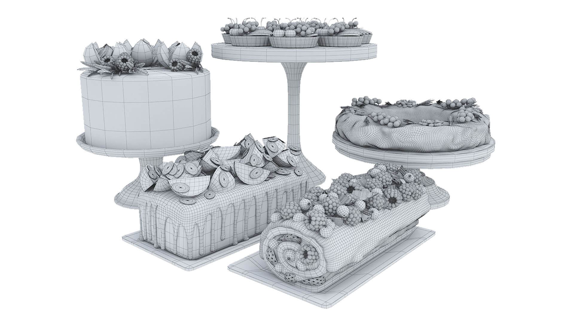 Fruit Berry Cake Collection 3 - 3D Model by Xandra Fox