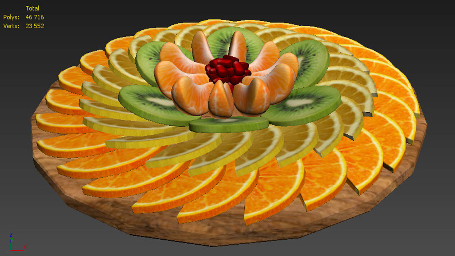 Fruit Platter With Citrus Fruits - 3D Model by Xandra Fox