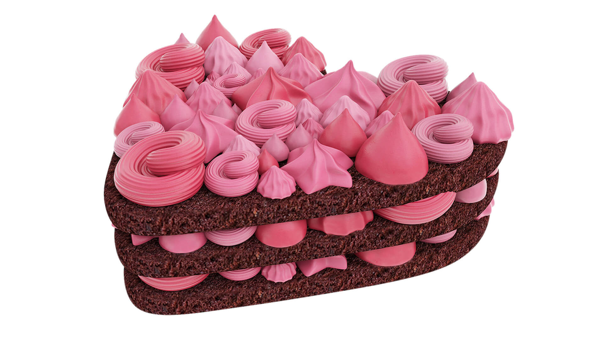 Heart-Shaped Chocolate Cake 3D Model by Xandra Fox