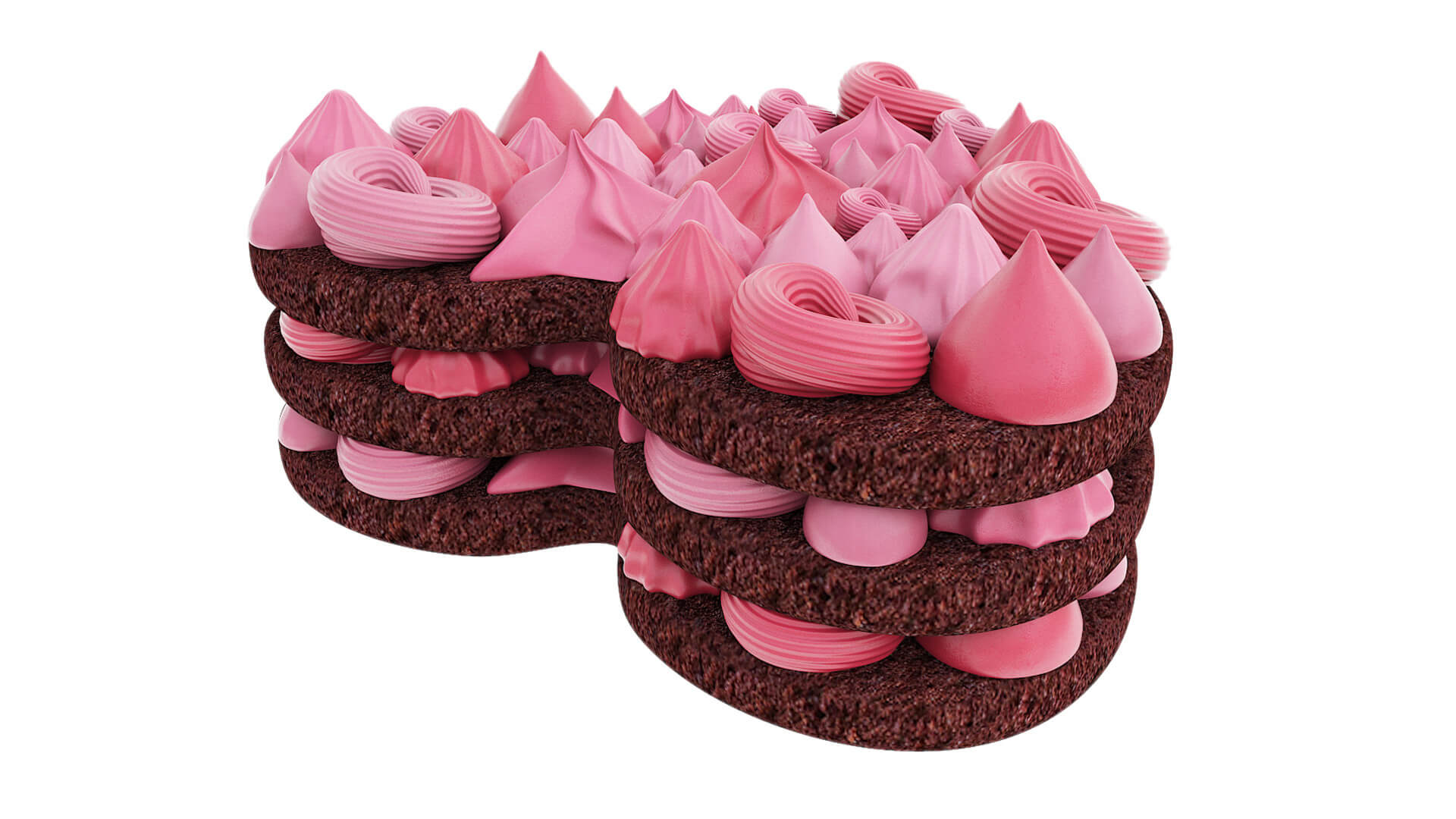 Heart-Shaped Chocolate Cake 3D Model by Xandra Fox