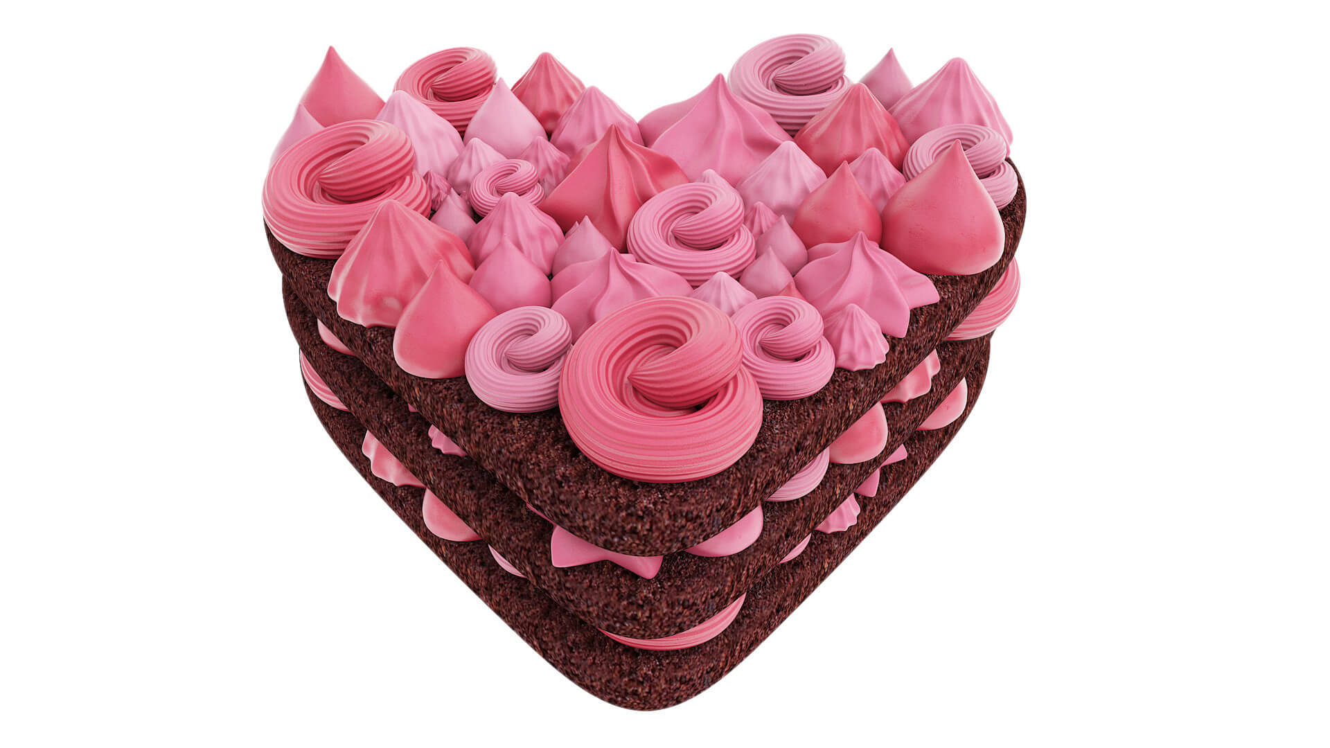 Heart-Shaped Chocolate Cake 3D Model by Xandra Fox