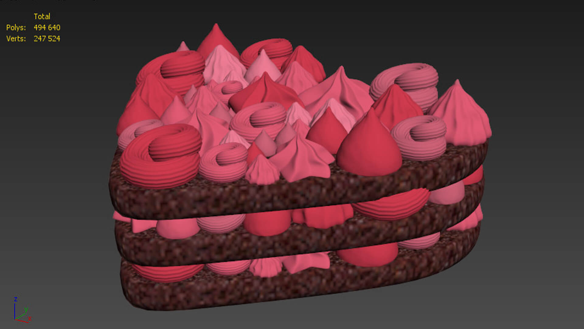 Heart-Shaped Chocolate Cake 3D Model by Xandra Fox