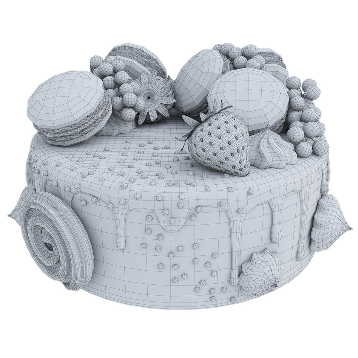 Pink Cake With Macaroons - 3D Model by Xandra Fox