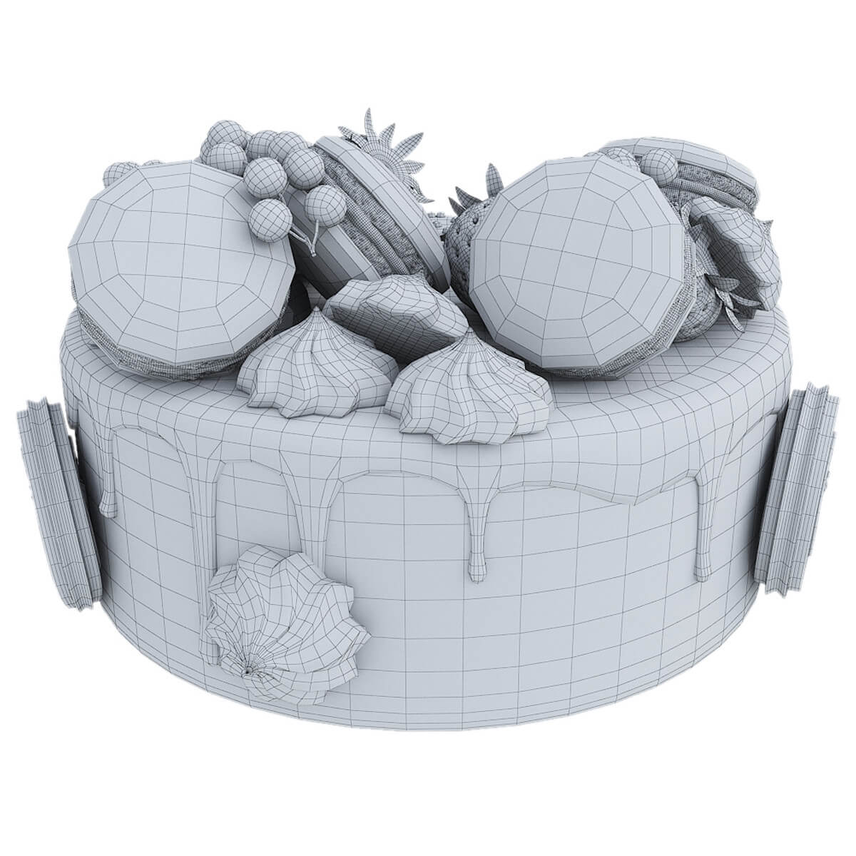 Pink Cake With Macaroons - 3D Model by Xandra Fox