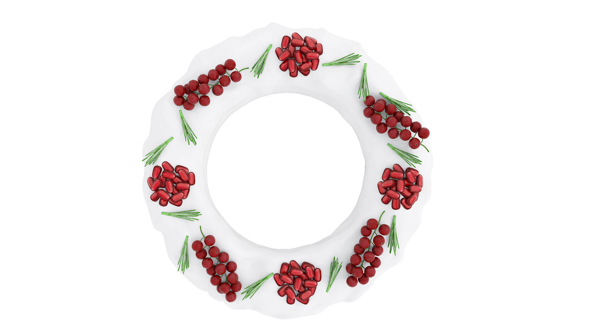 Pomegranate Red Currant Ring-Shaped Cake 3D Model by Xandra Fox
