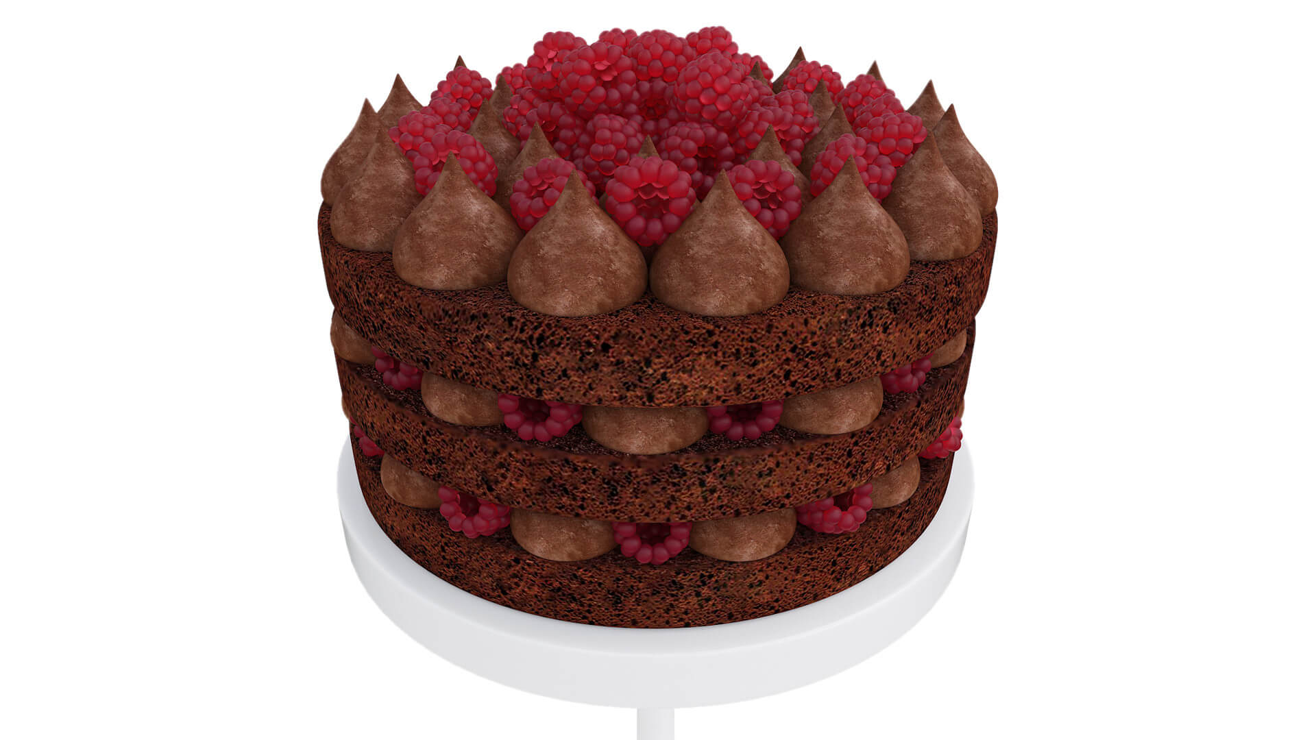 Raspberry Chocolate Cake Stand - 3D Model by Xandra Fox