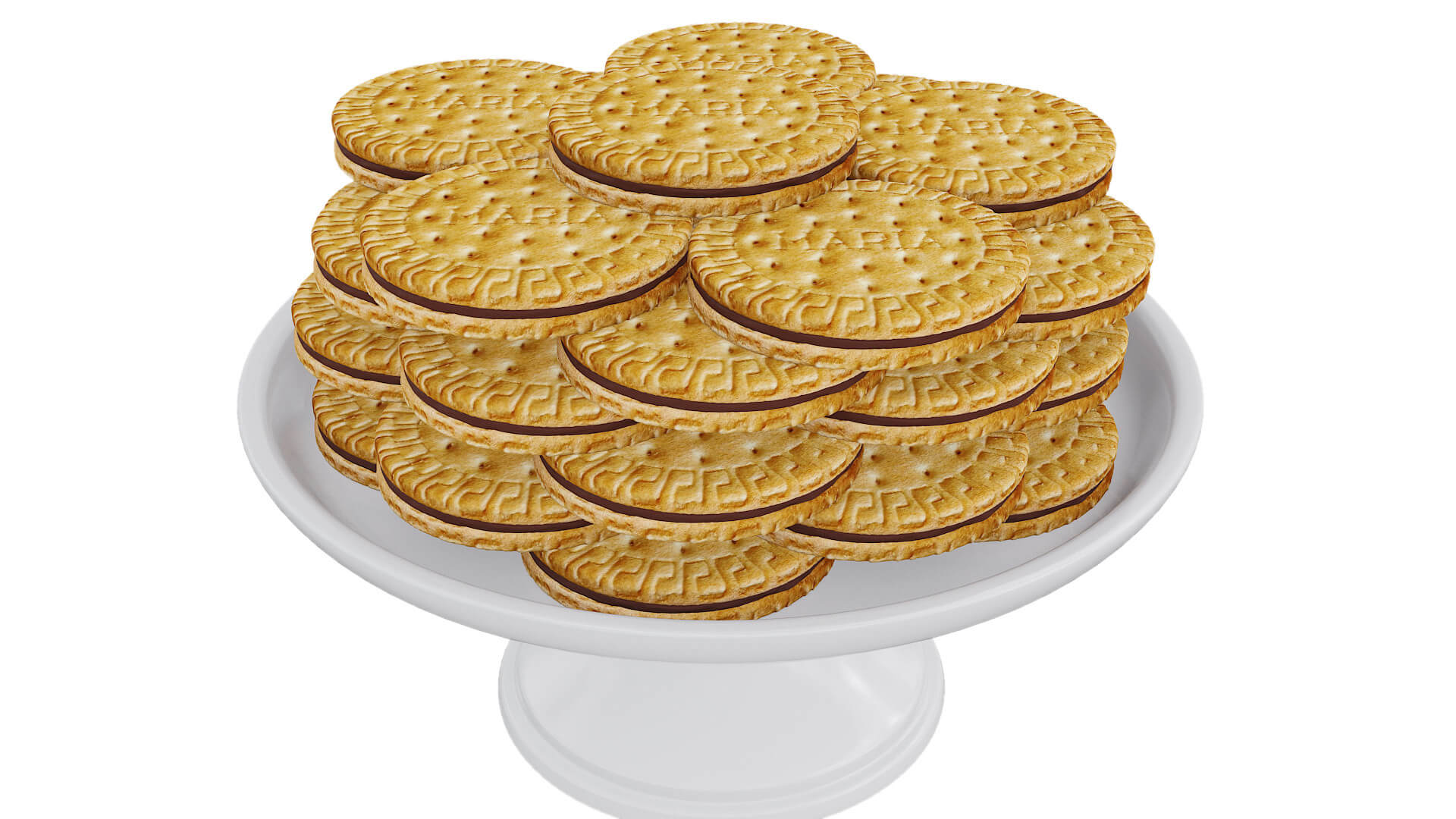 Round Cookie With Chocolate White Stand - 3D Model by Xandra Fox