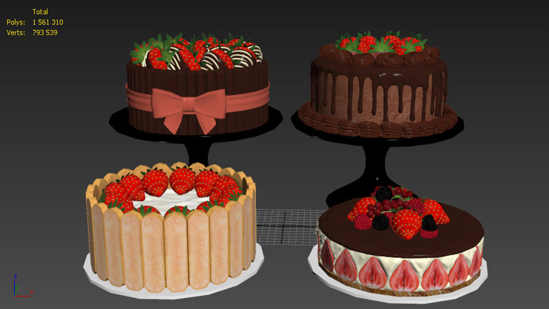 Strawberry Cake Collection - 3D Model by Xandra Fox