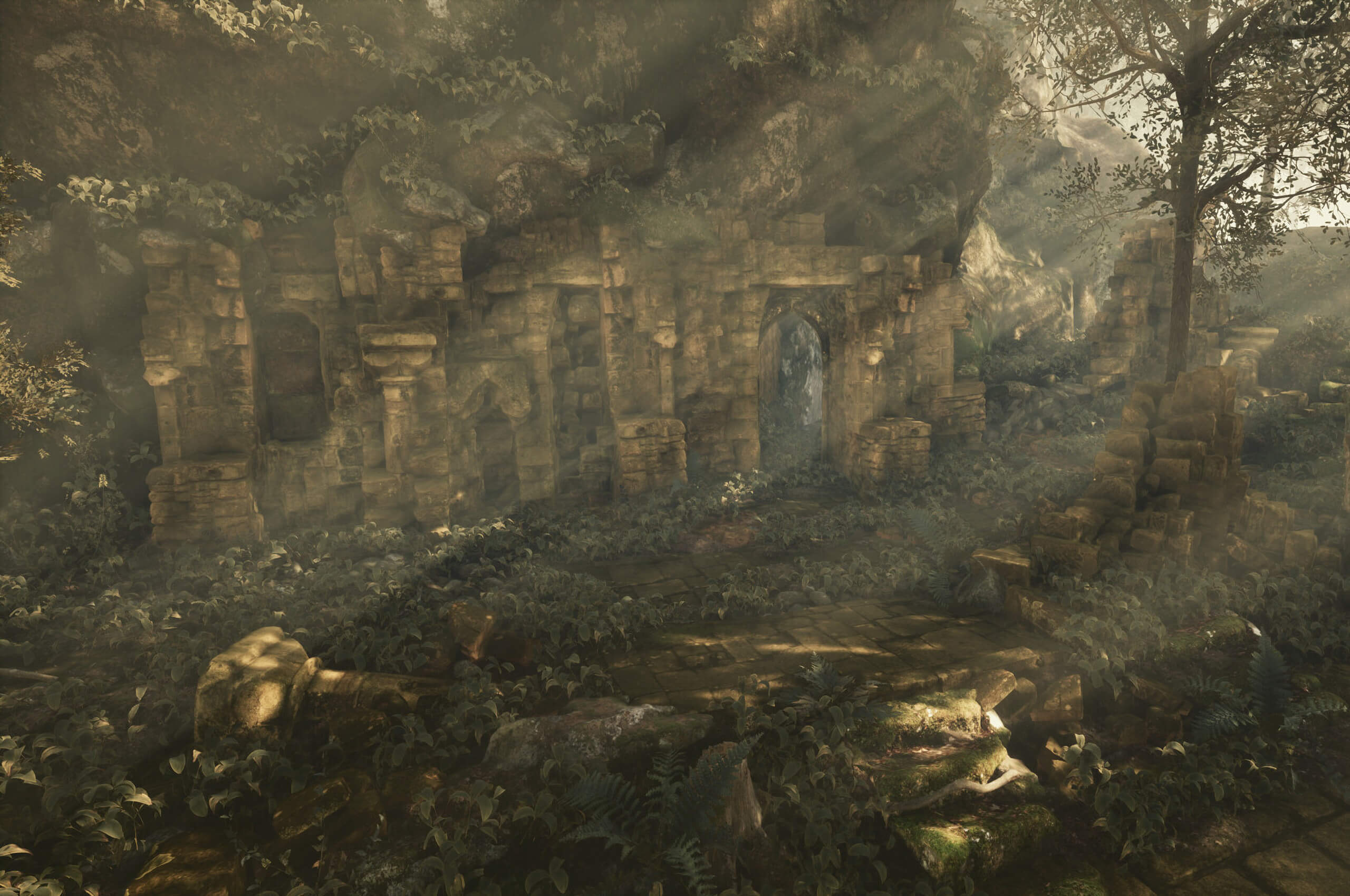 Forest Ruins 3D Desktop HD Wallpaper