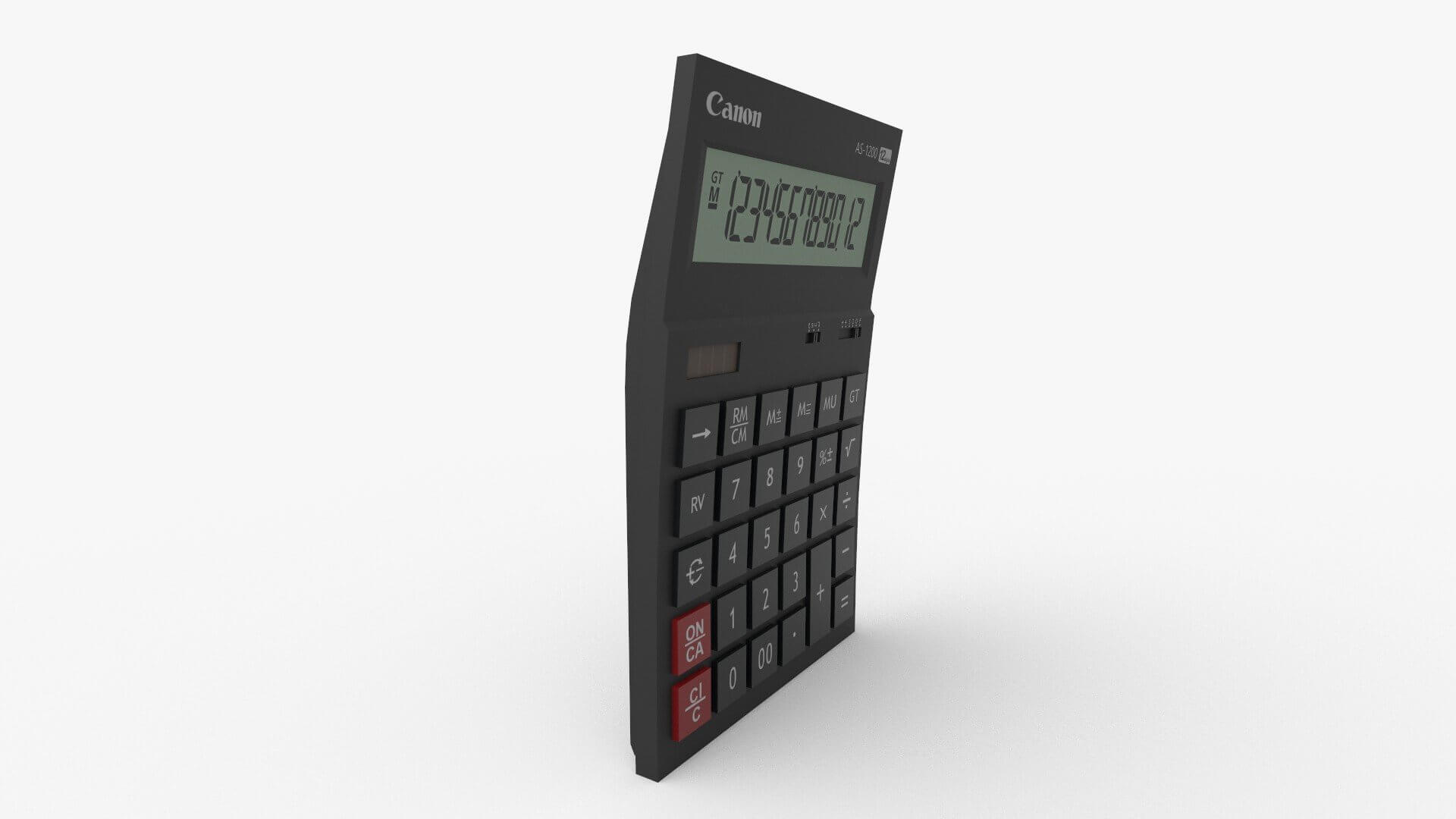 Canon AS-1200 Solar Calculator 3D Model by xnastudios
