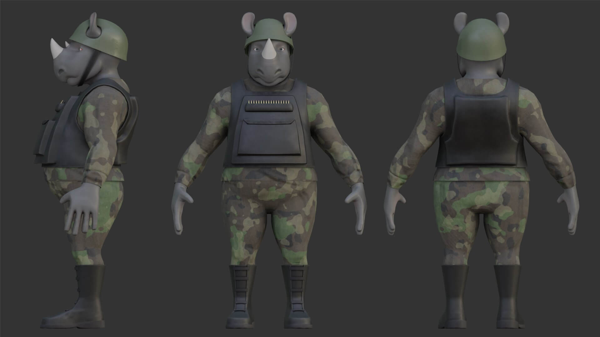 Military Rhino with Weapon LMG - 3D Model by Xronycle