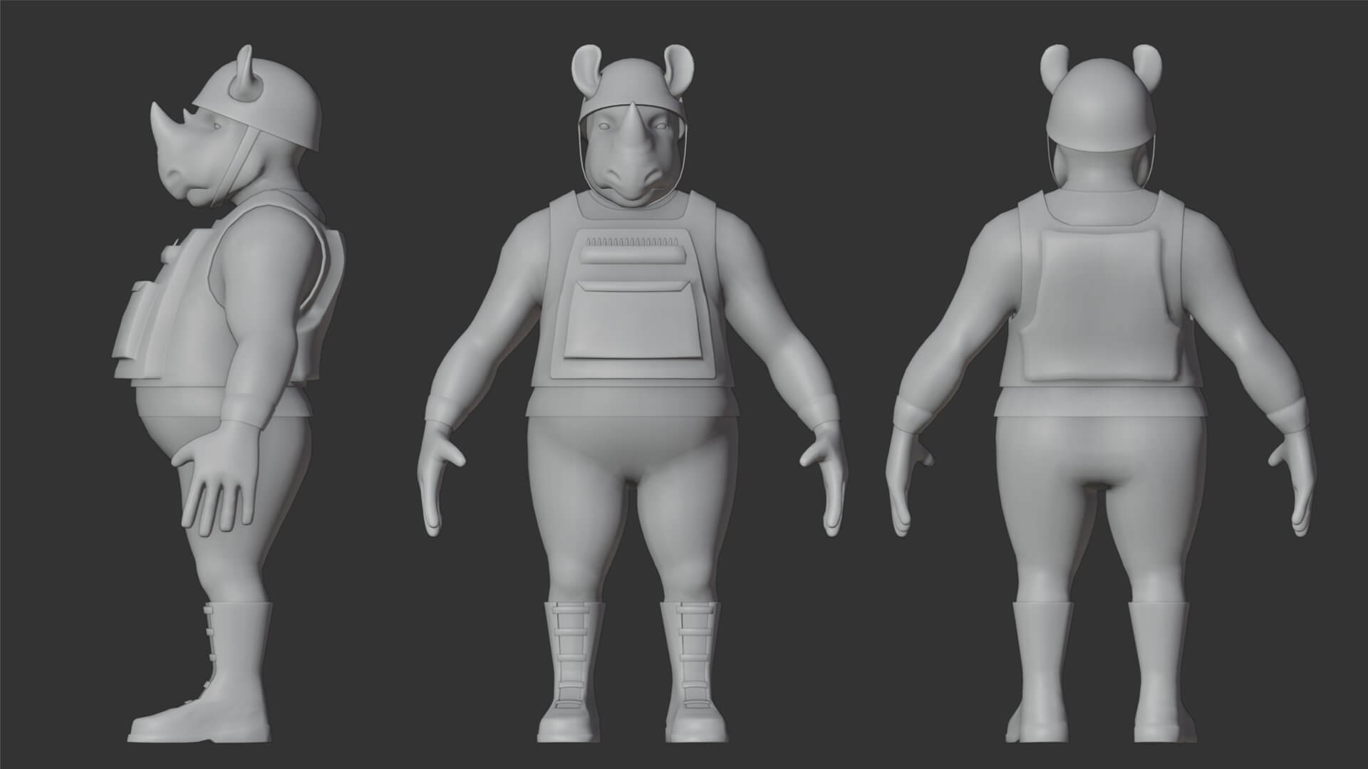 Military Rhino with Weapon LMG - 3D Model by Xronycle