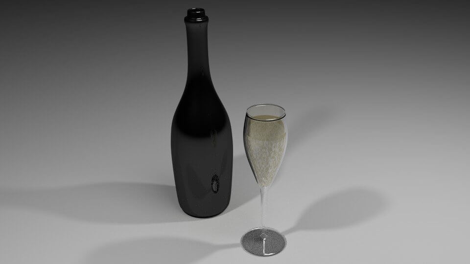Champagne Bottle with Glass - 3D Model by Xtreme Studio