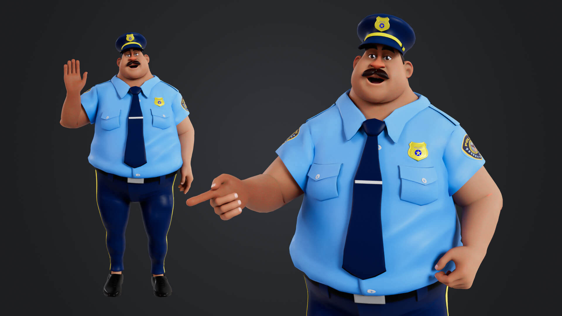 Cartoon Police Rigged - 3D Model by xzh