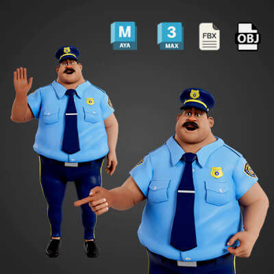 Cartoon Police Rigged - 3D Model by xzh