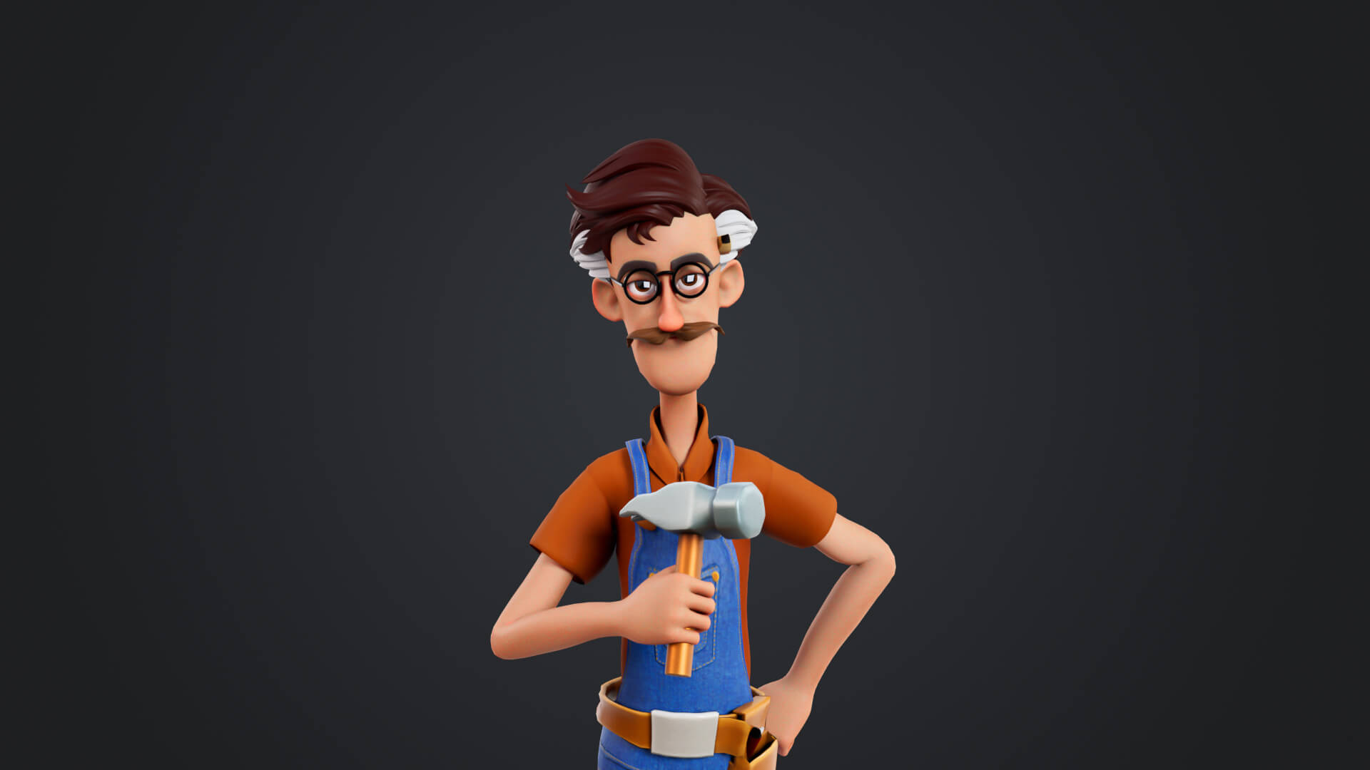 Cartoon Repairman Rigged - 3D Model by xzh